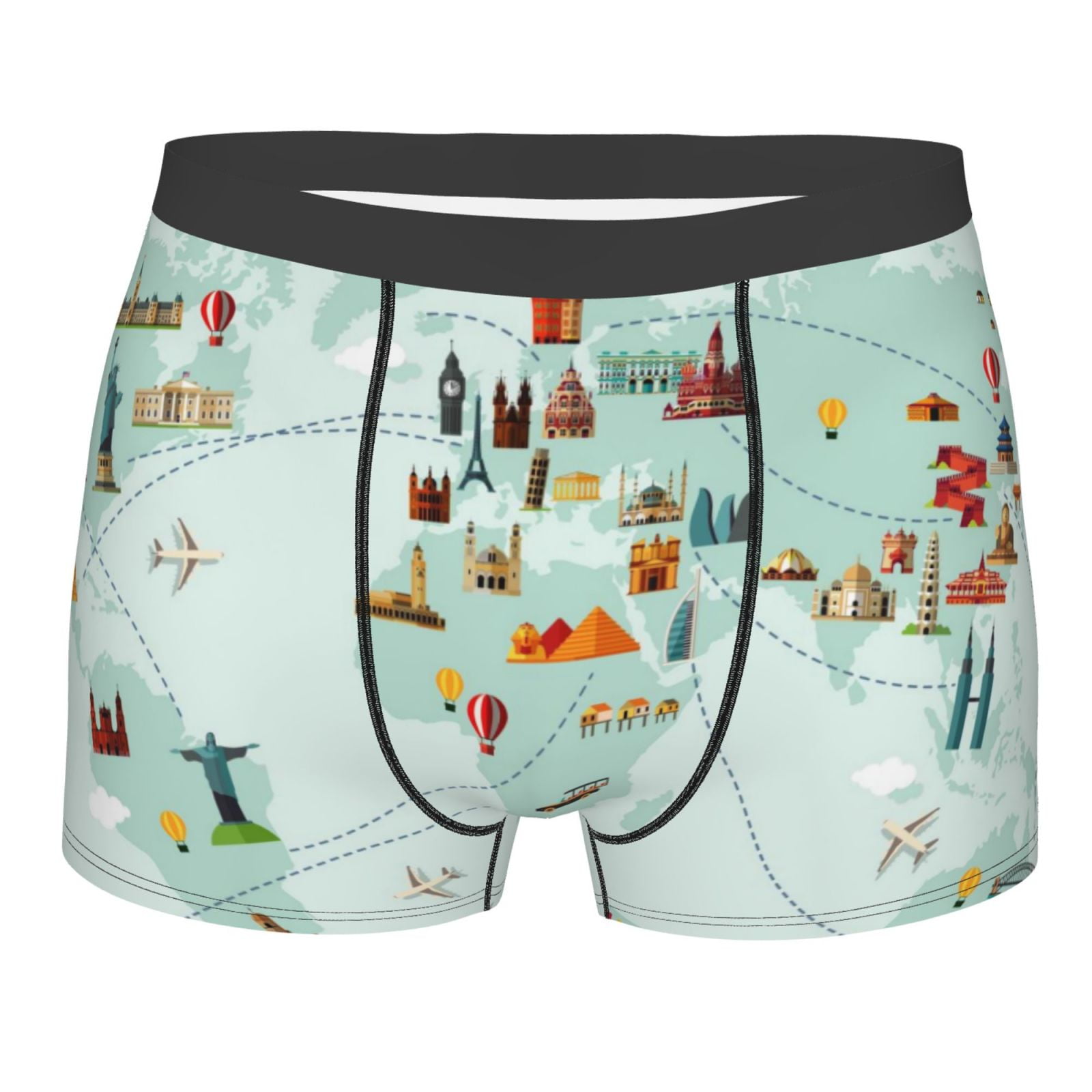 Kll World Travel Map Men'S Cotton Boxer Briefs Underwear-Medium ...