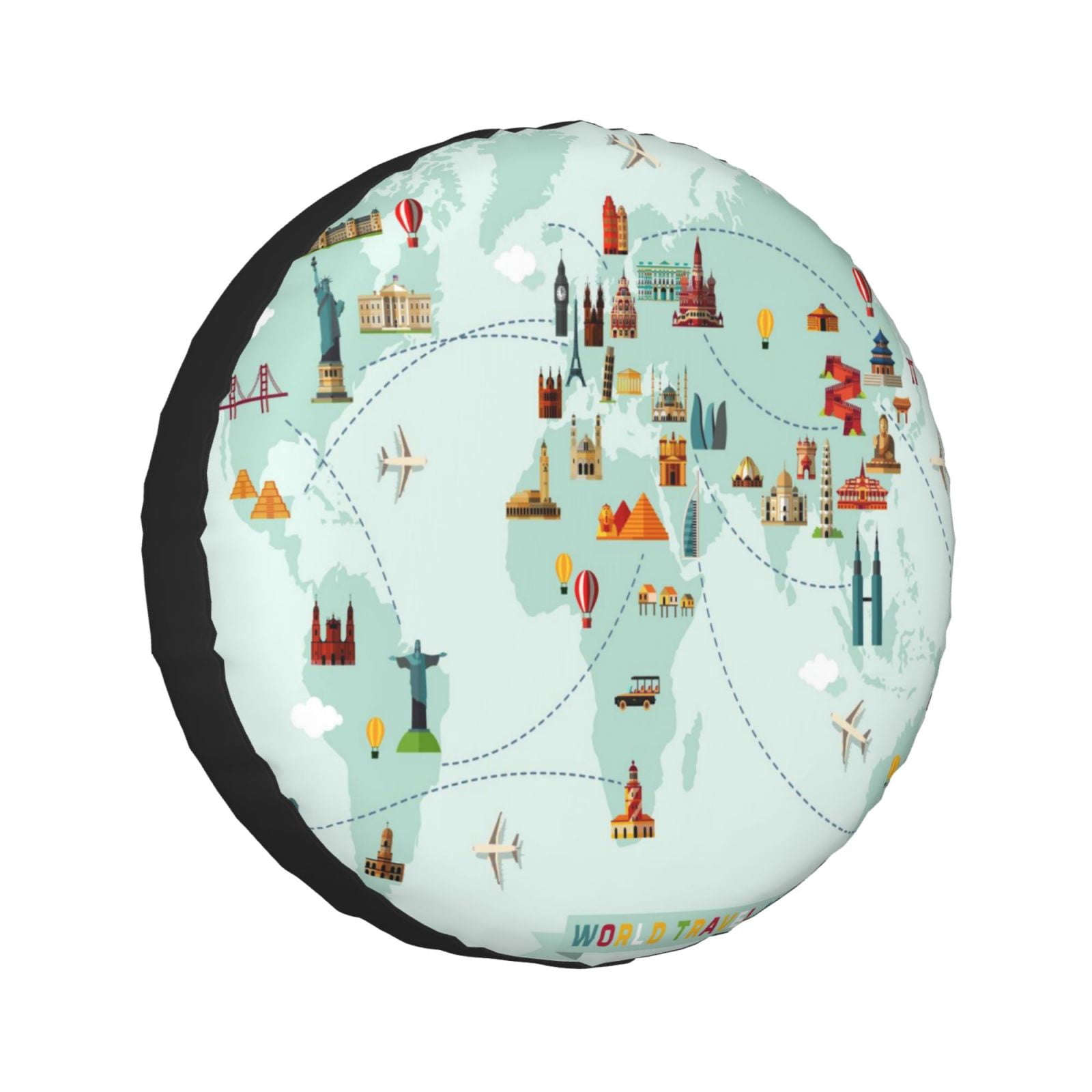 Kll World Travel Map Tire Cover,Universal Wheel Tire Cover For Trailer ...