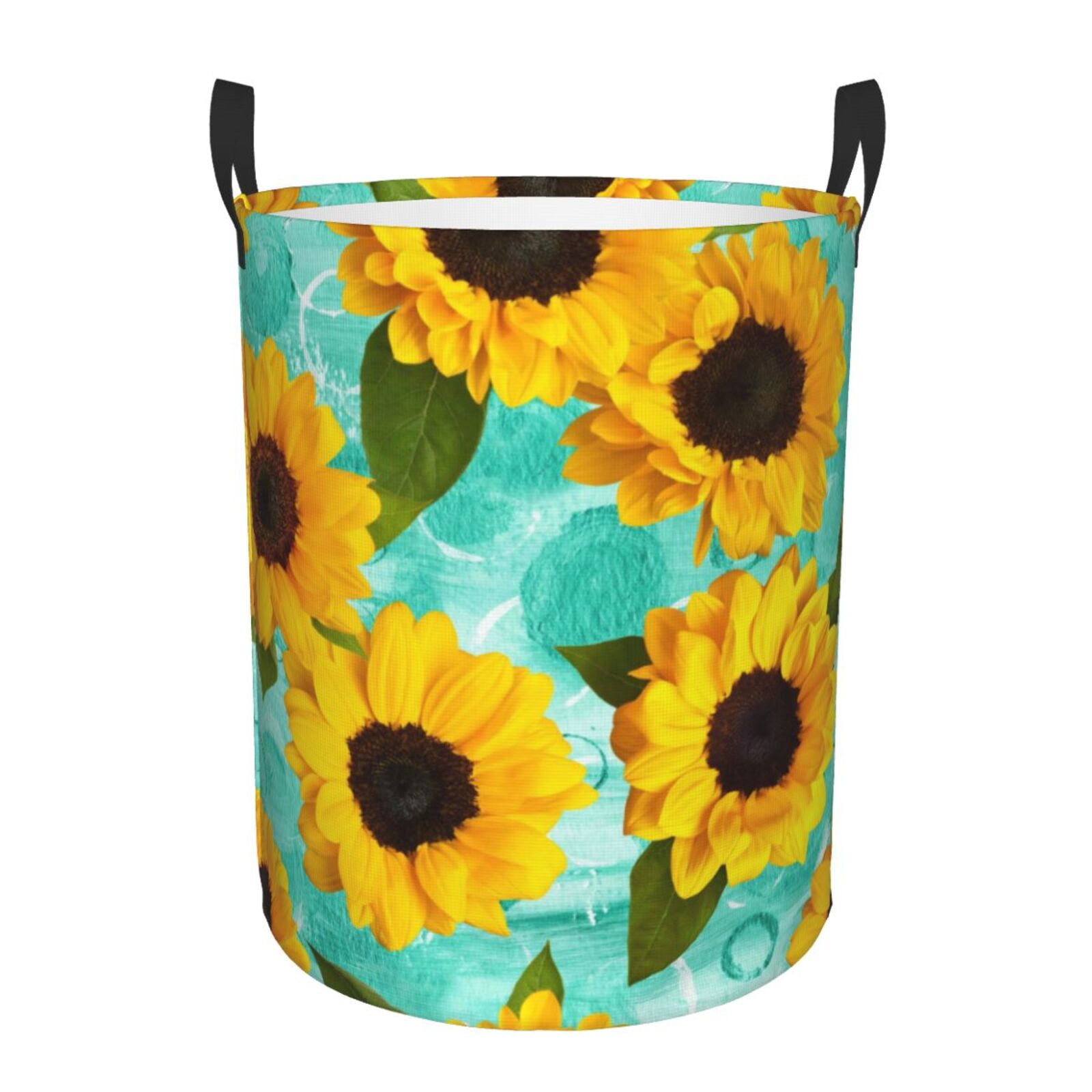 Kll Yellow Sunflowers With Green Leaves Waterproof Foldable Laundry ...