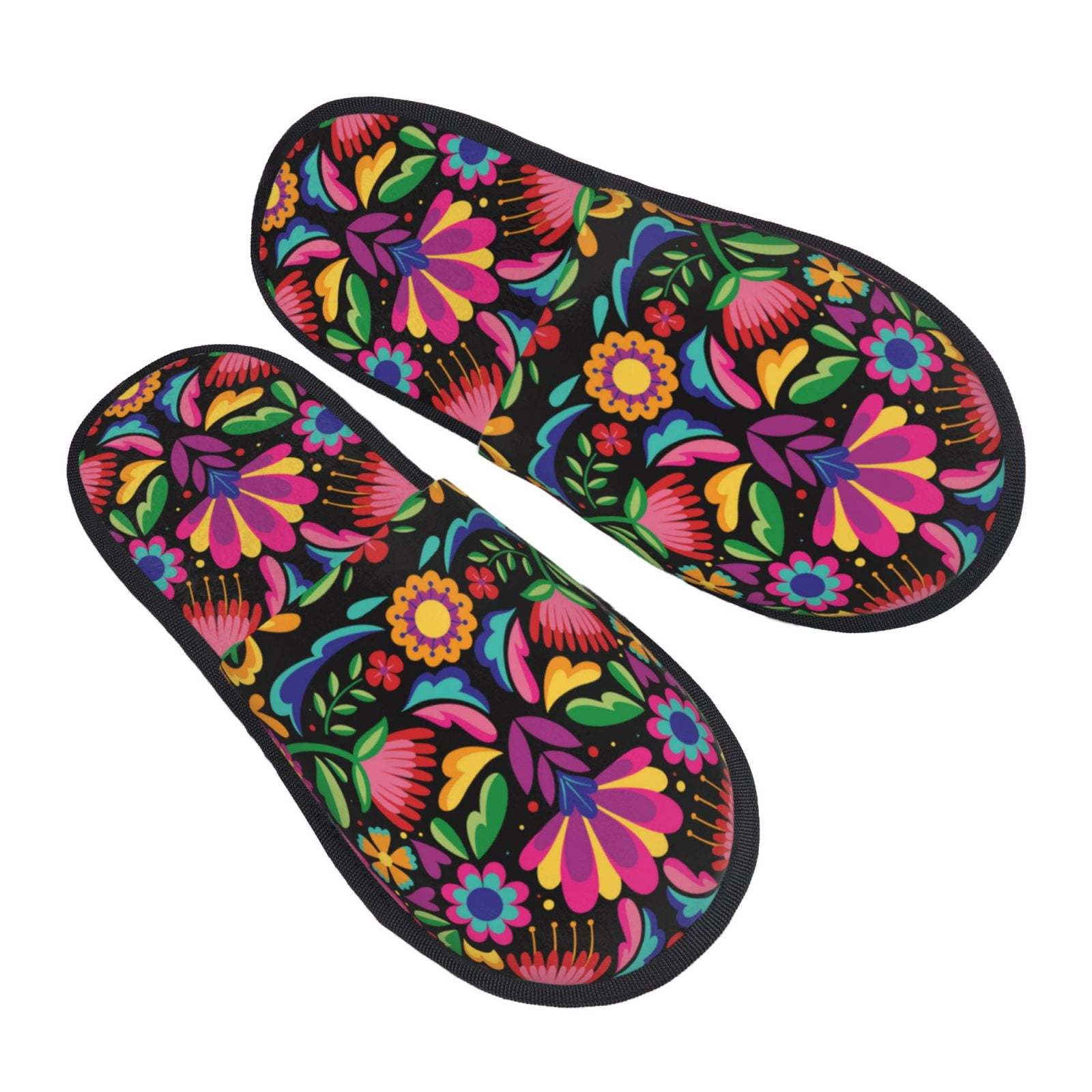 Kll colorful Floral Embroidery Mexican Slippers For Women Men House ...