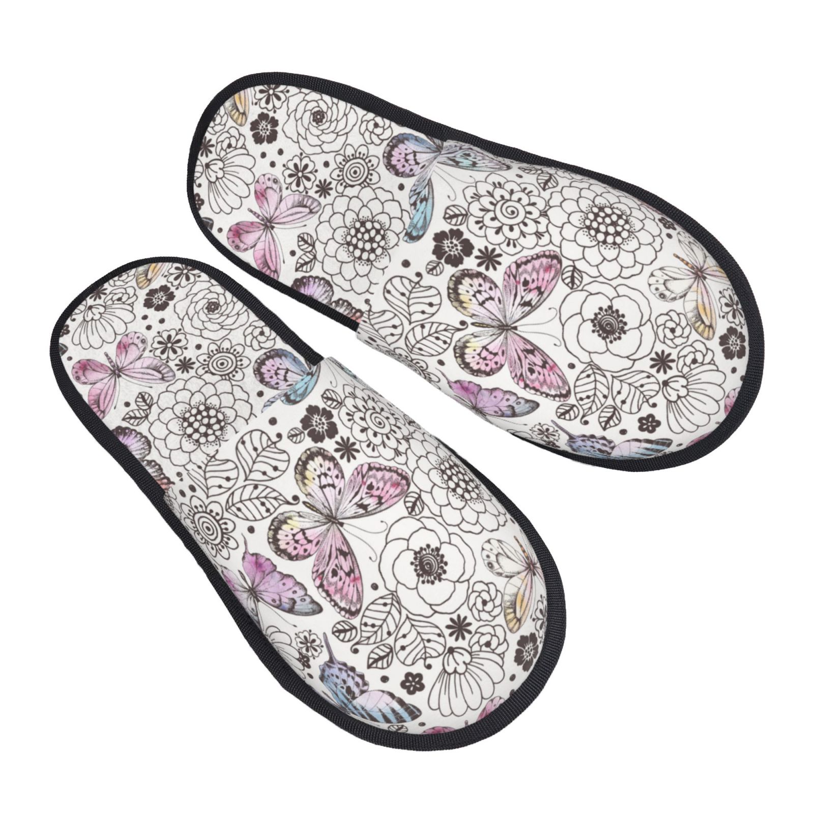 Kll vintage Butterflies Slippers For Women Men House Slip On Indoor ...