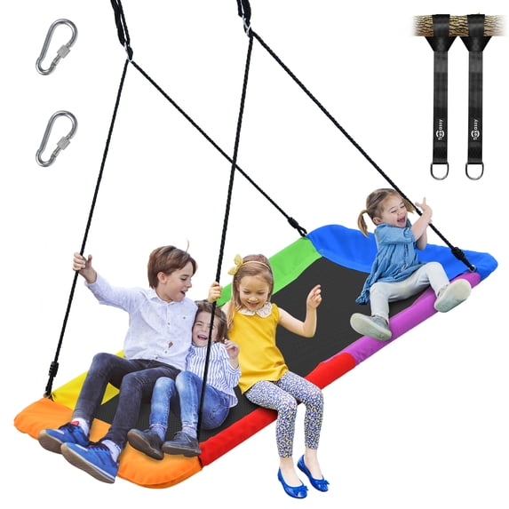 KloKick 60" 700lbs Waterproof Platform Tree Swing with Hanging Straps ...