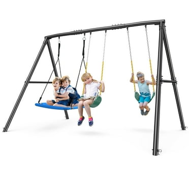 Swing-N-Slide Ranger Wooden Swing Set with 2 Swing Seats and Trapeze ...