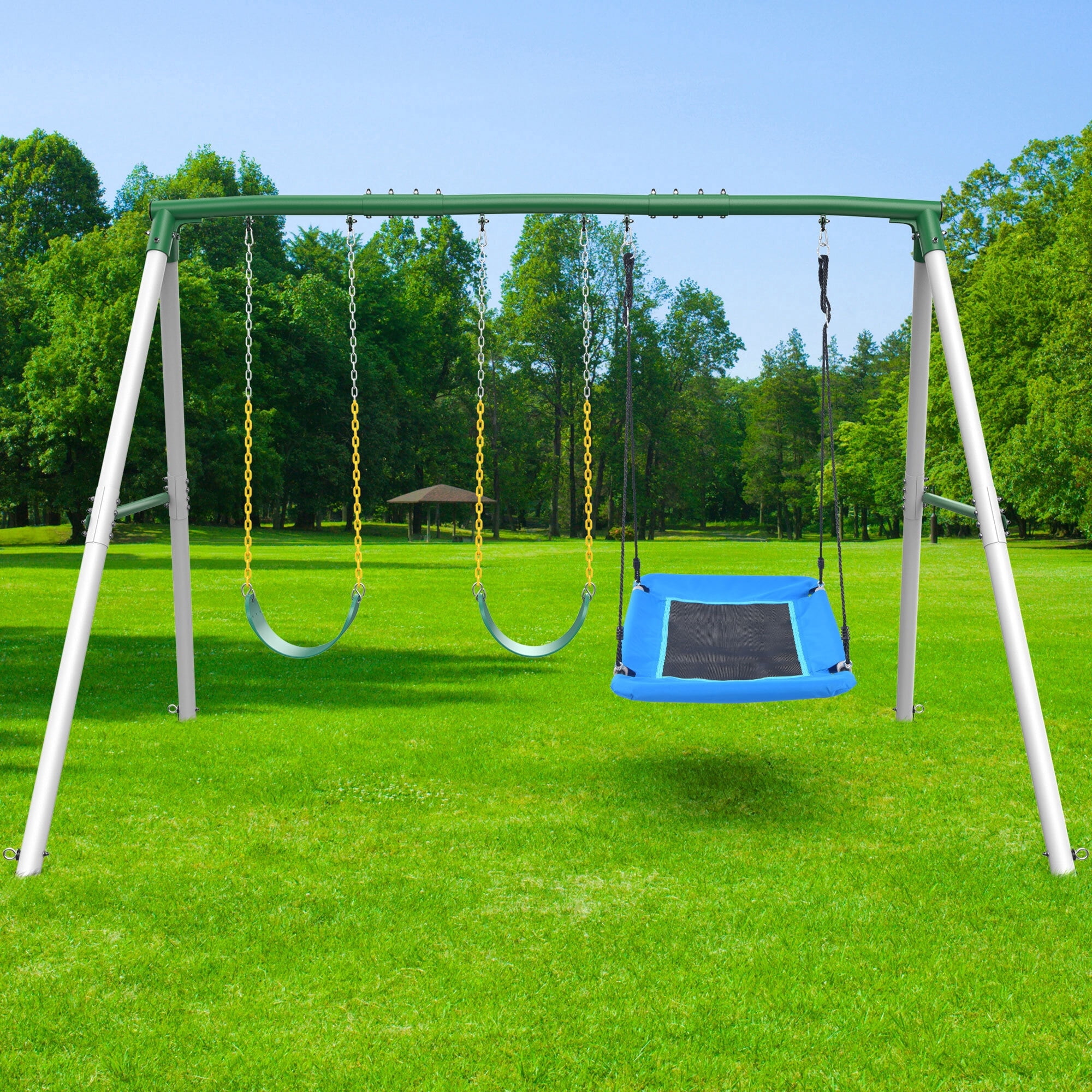 KloKick 600lbs Heavy Duty Swing Set – A-Frame Metal Swing Set with ...