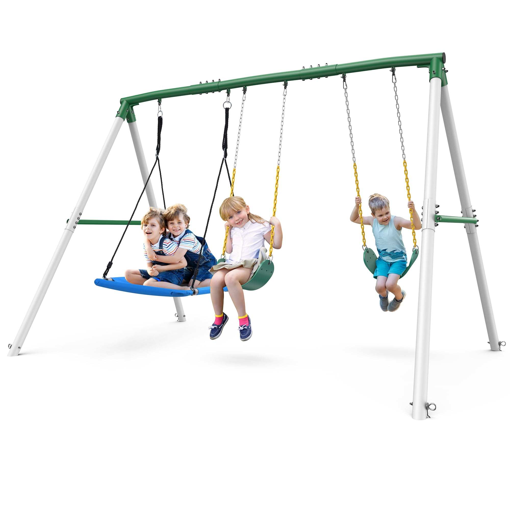 KloKick 600lbs Heavy Duty Swing Set – A-Frame Metal Swing Set with ...