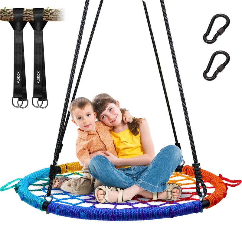 KloKick 750lb Capacity 40" Spider Web Saucer Swing - Heavy-Duty Steel ...