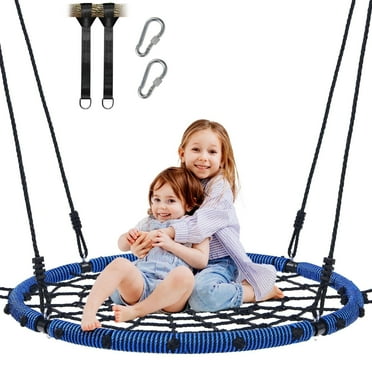 "ZENSTYLE 40"" Kids Circle Web Spider Tree Swing with 71"" Adjustable ...