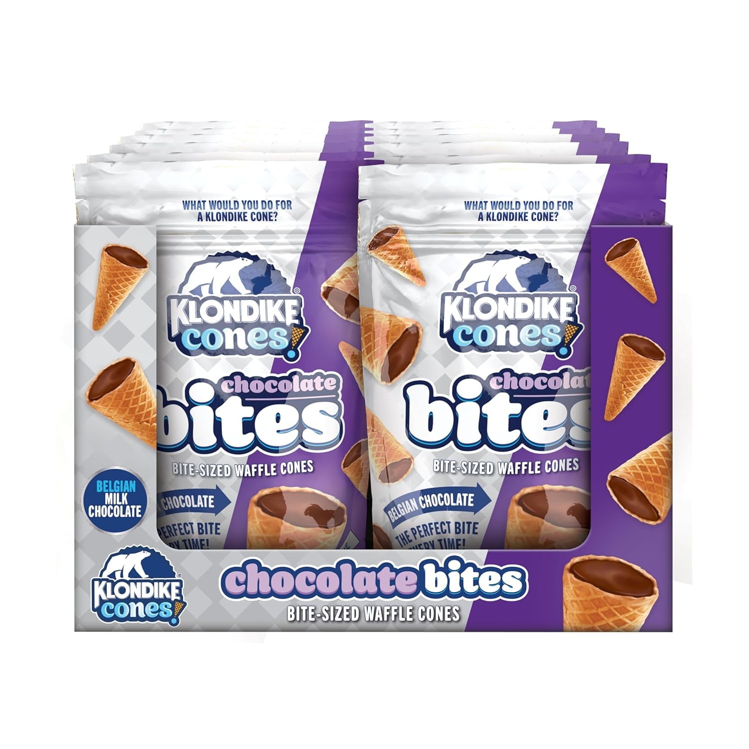 Klondike Cones - Bite-Size Mini Waffle Cones Filled with Chocolate ...