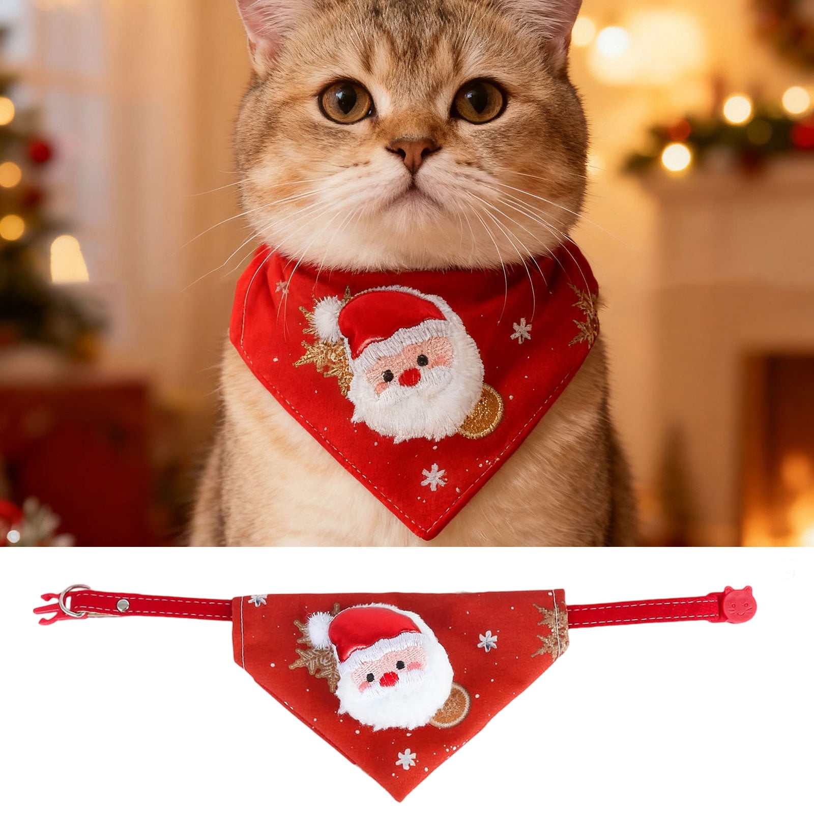 Klonfd Bandana Collar 4 Styles Festive Cat Bandana With Adjustable ...