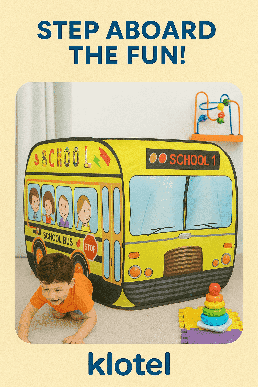 Klotel School Bus Pop Up Child Play Tent, 2 in 1 Indoor and Outdoor ...