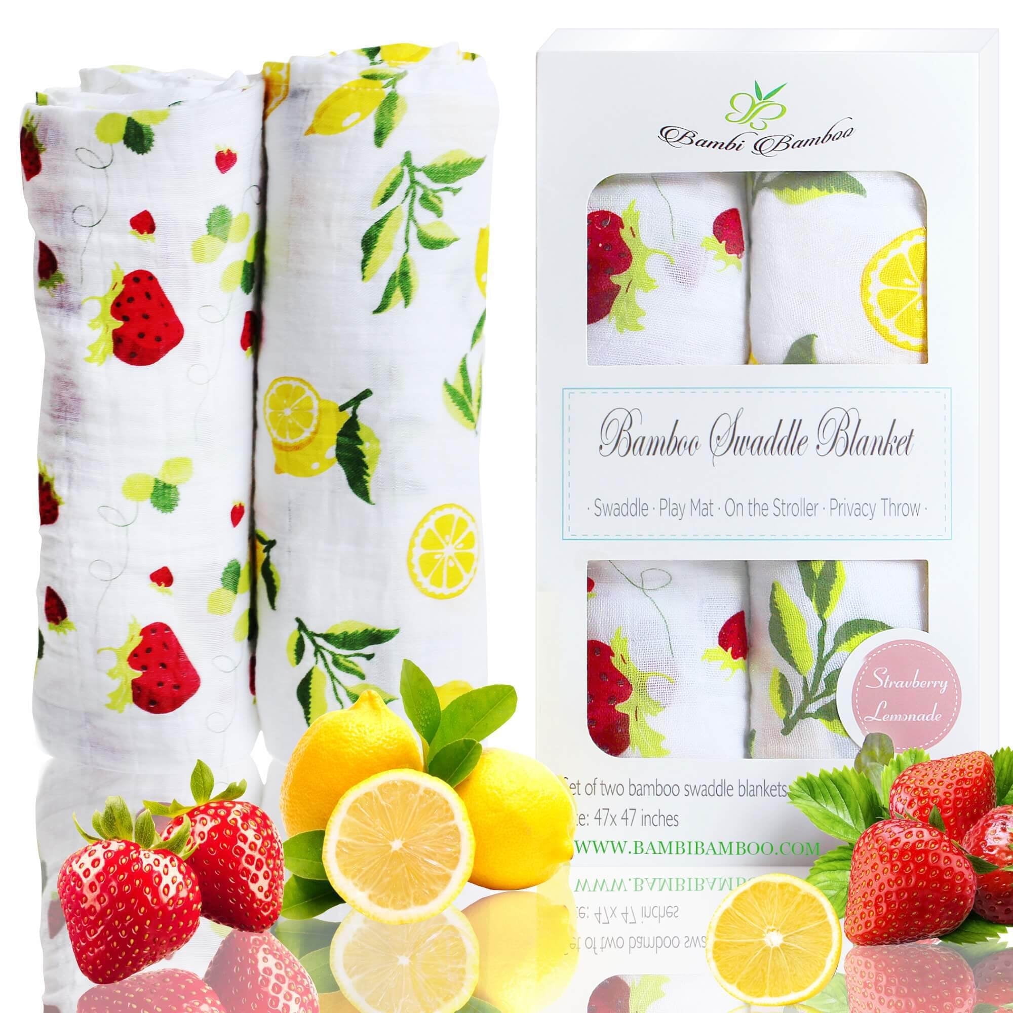 Kloud Bambu Newborn Baby Muslin Swaddle Blanket Set of 2, Lemon and ...