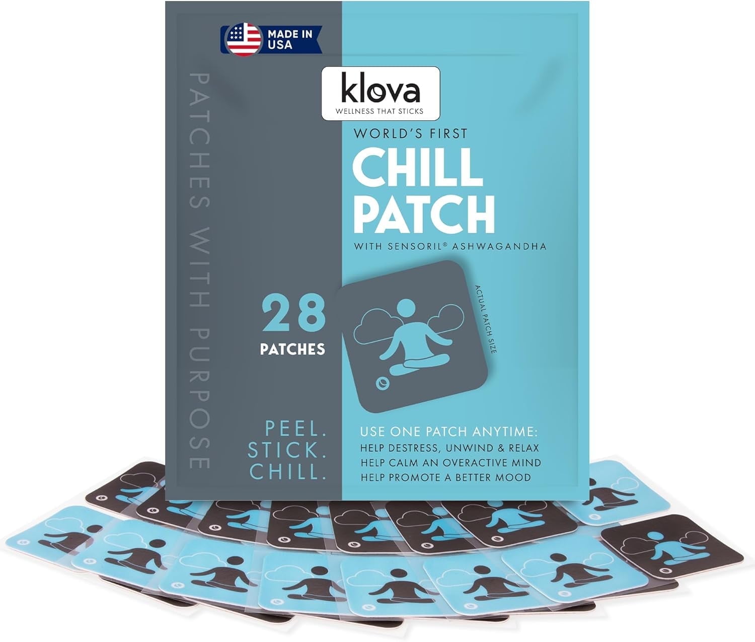Klova Chill Patches with Clinically Proven Sensoril Ashwagandha ...