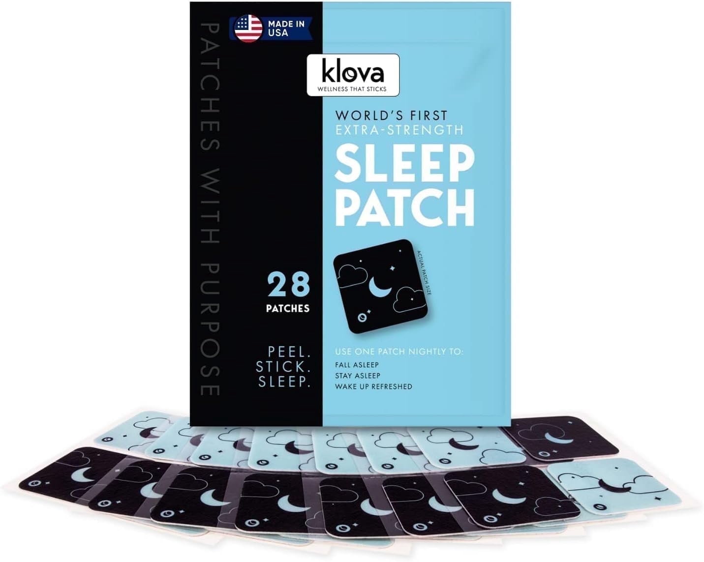Klova Extra Strength Sleep Patches with 6mg Melatonin, Valerian ...