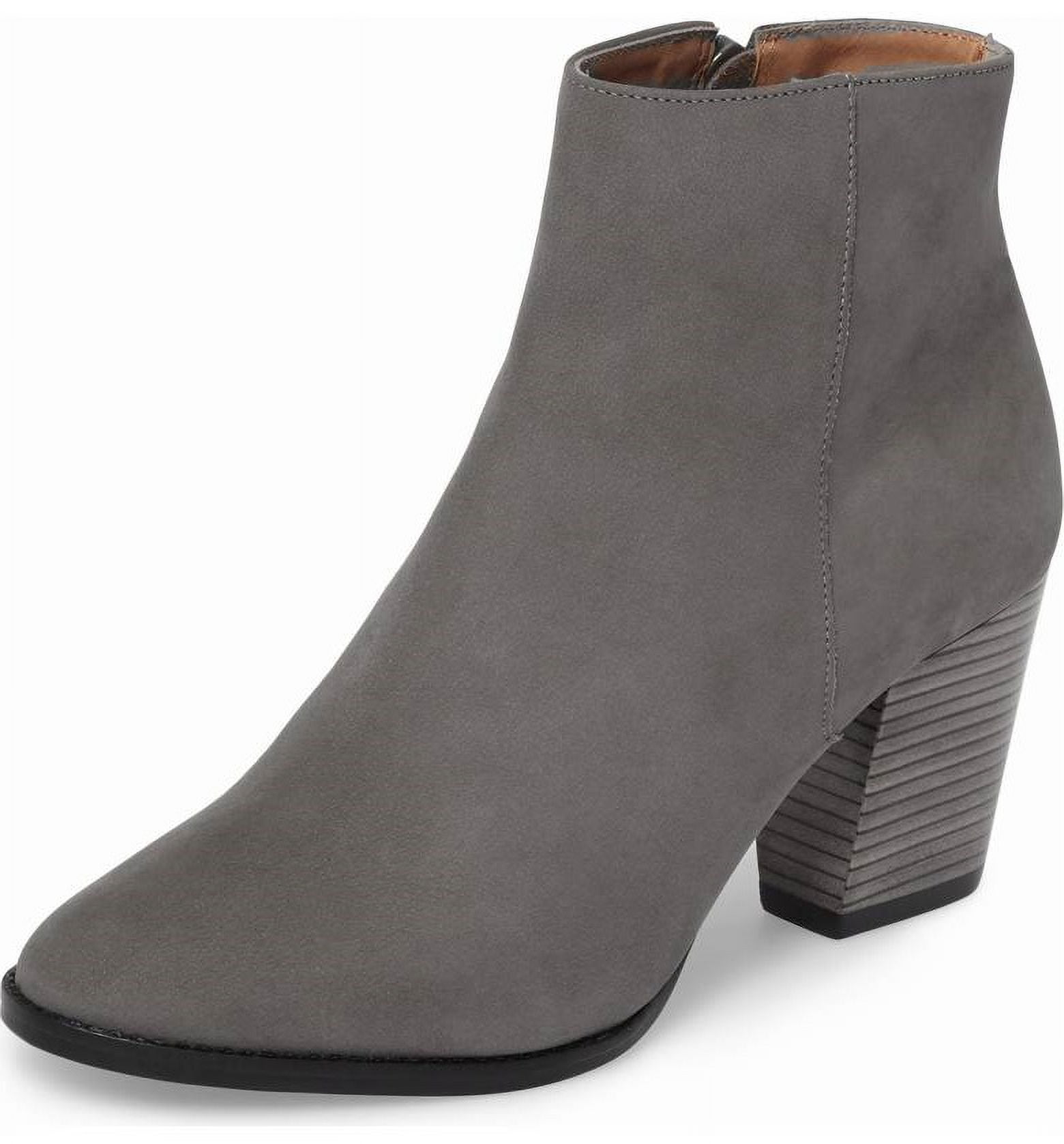 Klub Nico Bellerie Grey Tapered High Block Heel Rounded Toe Zipper ...