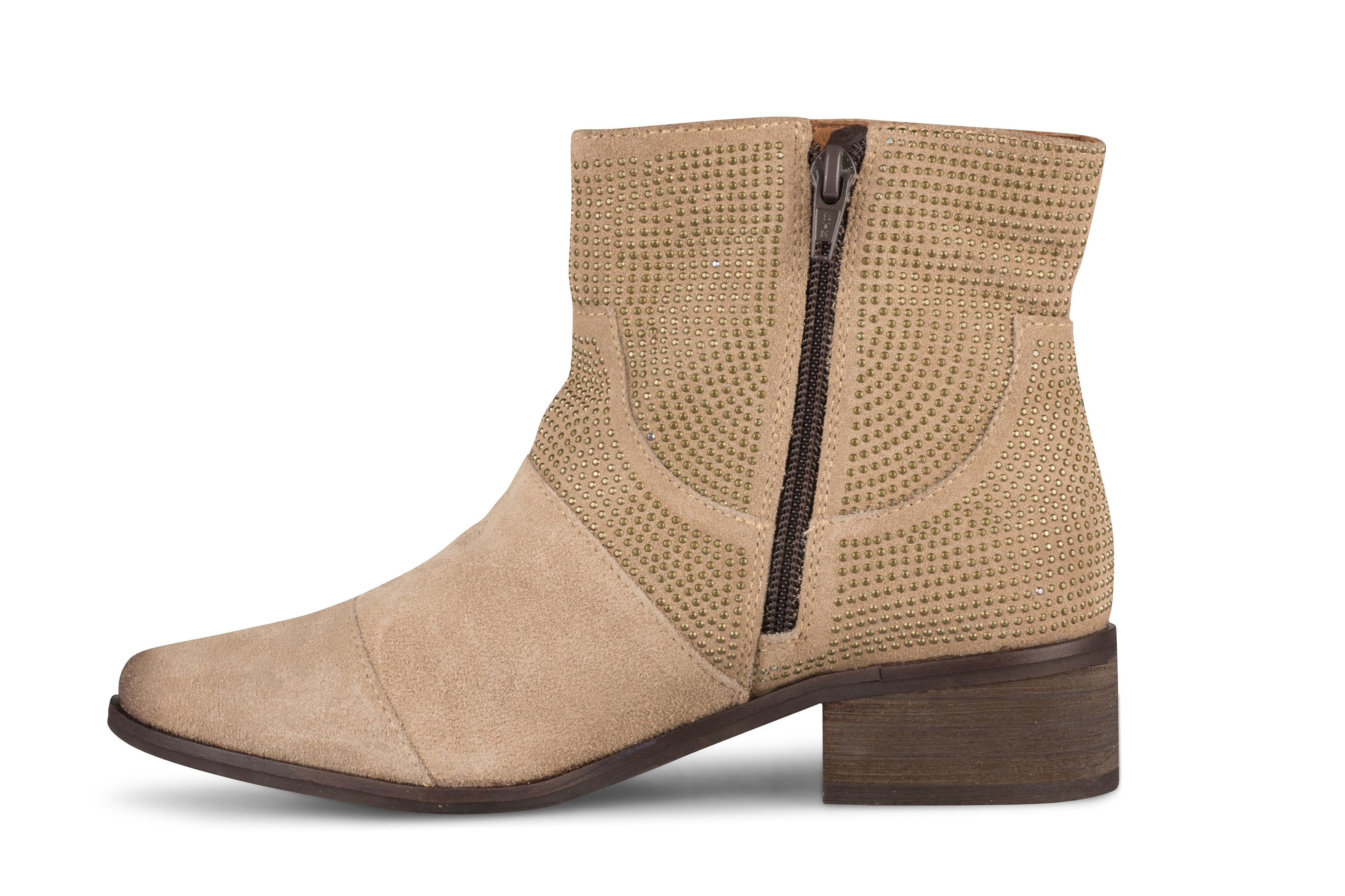 Klub Nico Women Zola Boots-Oatmeal Suede Nude Stacked Heel Chelsea ...