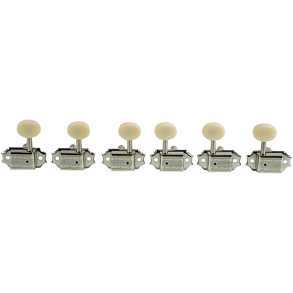 Kluson 3 Per Side Deluxe Series Oval White Plastic Double Line Logo ...
