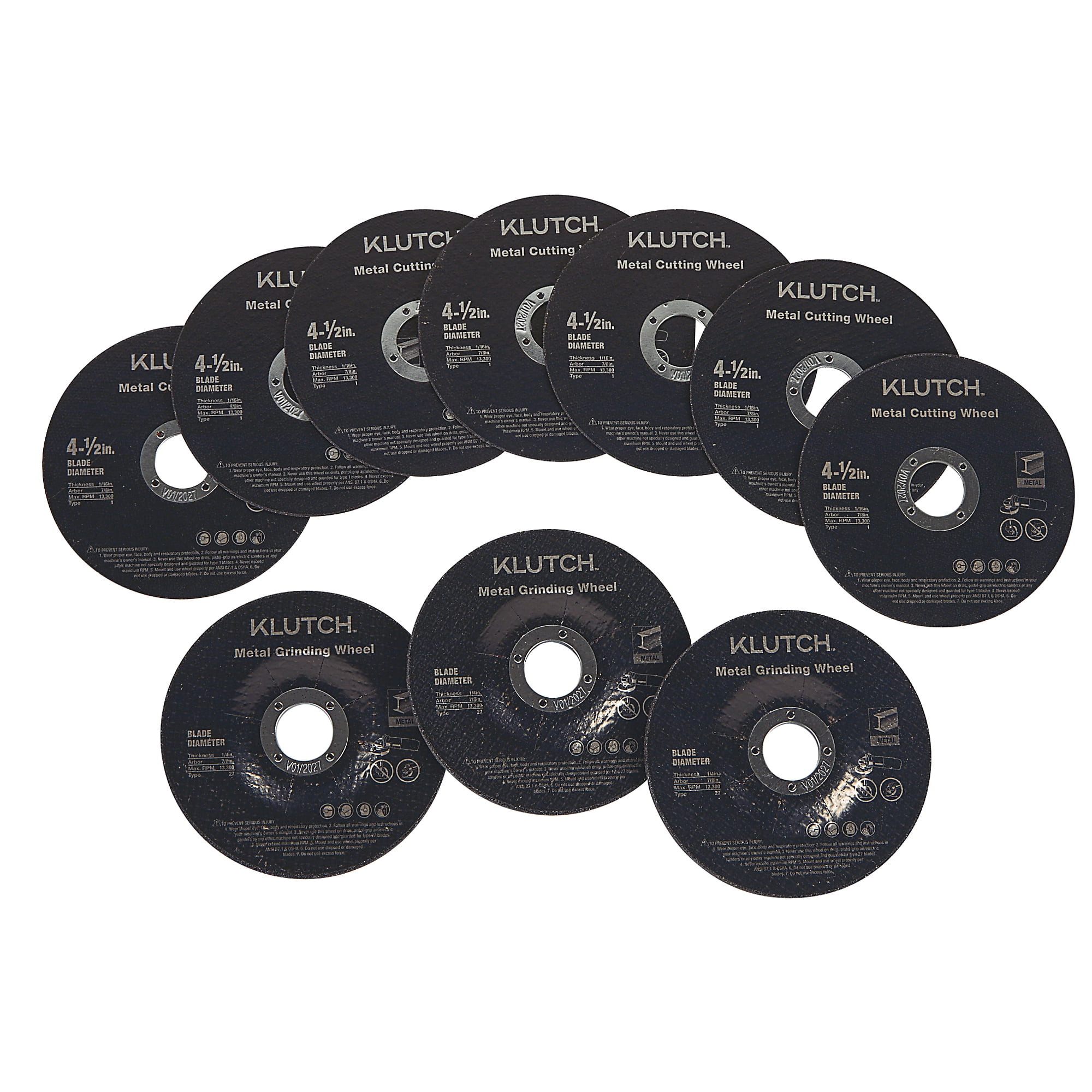 Klutch 4.5in. Metal Cutting and Grinding Wheel Set, 10 Pcs. - Walmart.com