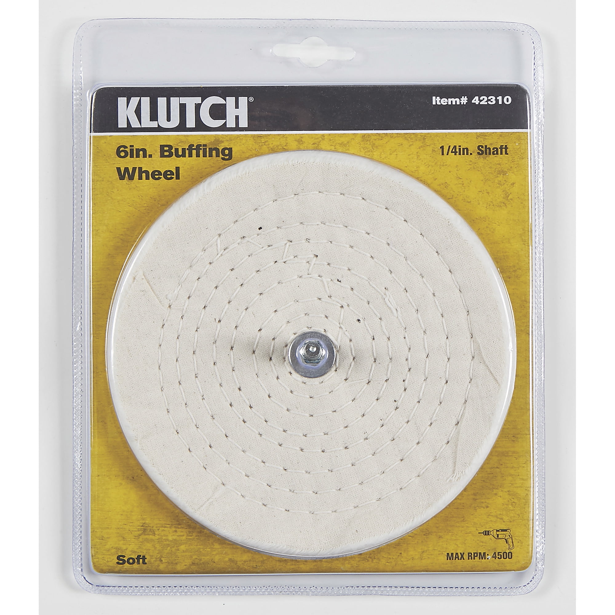 Klutch Soft Buffing Wheel, 6in., 1/4in. Shaft, 4500 RPM - Walmart.com