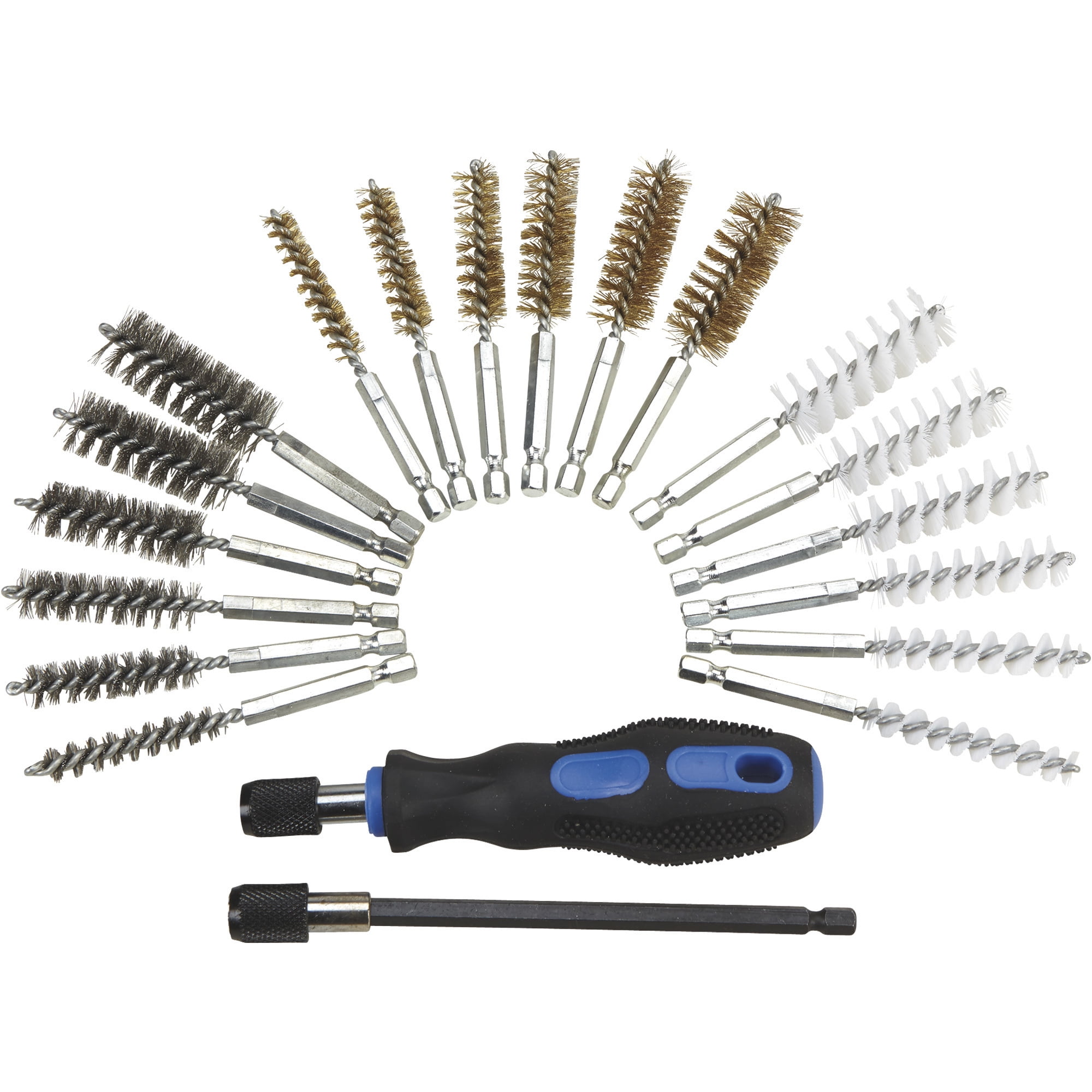 Klutch Bore Brush Set, 20-Pc., 1/4in.–1in. Dia., 6in. Extension, Nylon ...