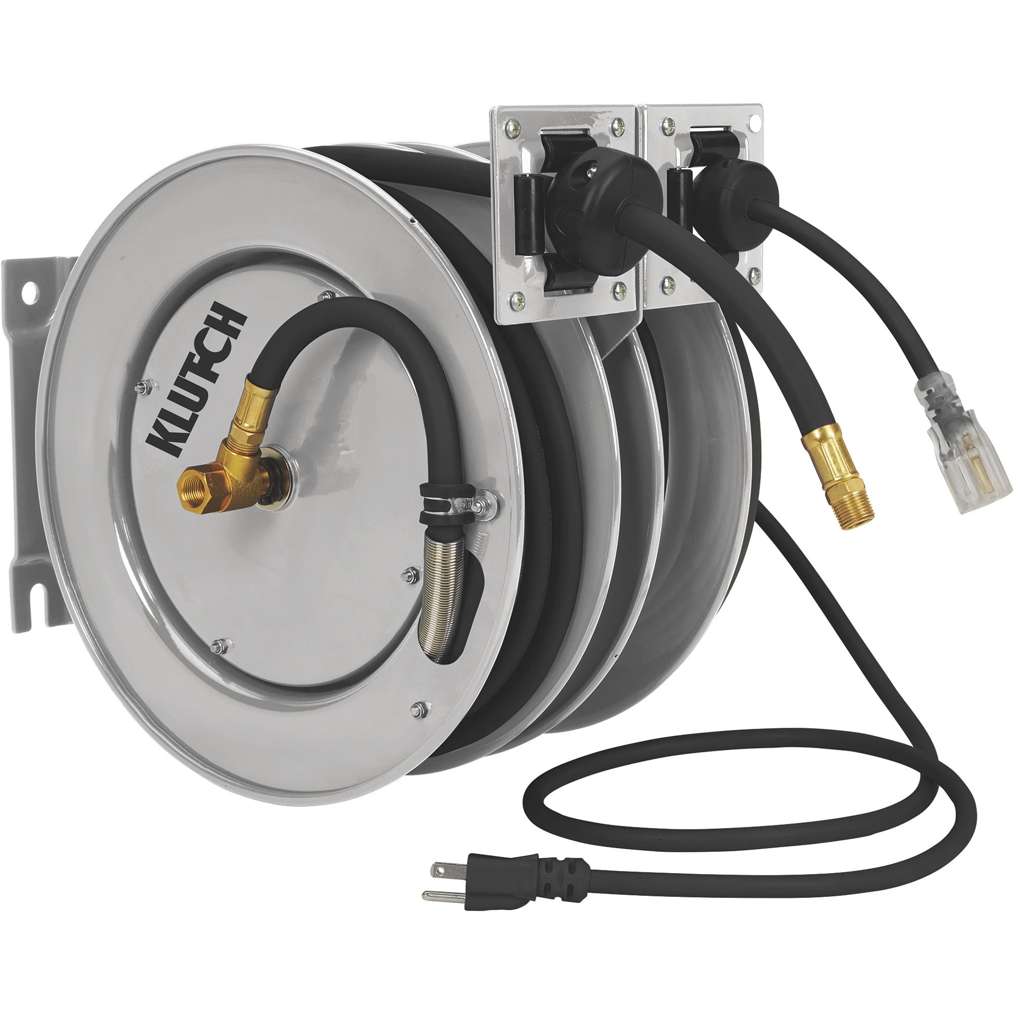Klutch Combo Air and Electric Hose Reel, 3/8in. x 25ft., Steel ...