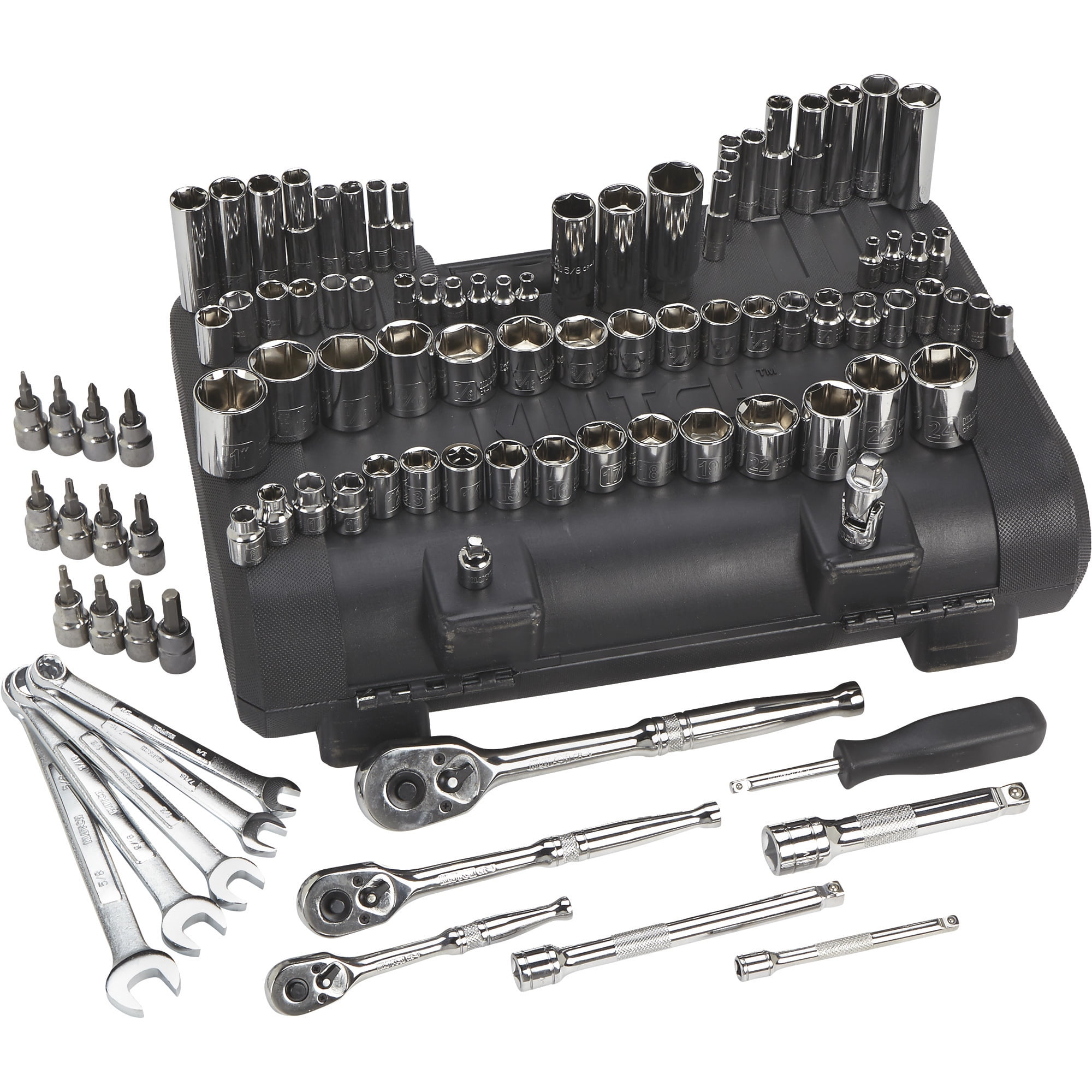 Klutch Mechanic's Socket Set, 97-Pc., 1/4in., 3/8in. and 1/2in. Drive ...