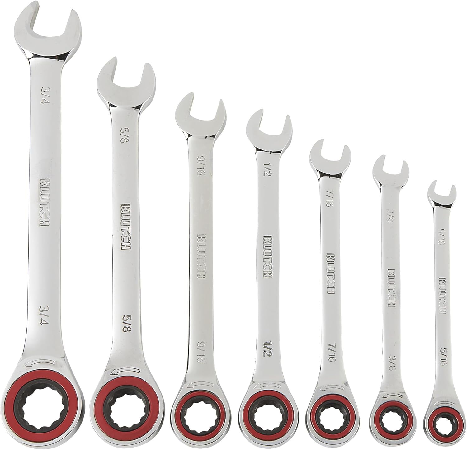 Klutch ZERO Degree Gearless Ratcheting Wrench Set, 7-Pc., 12-Pt., SAE ...
