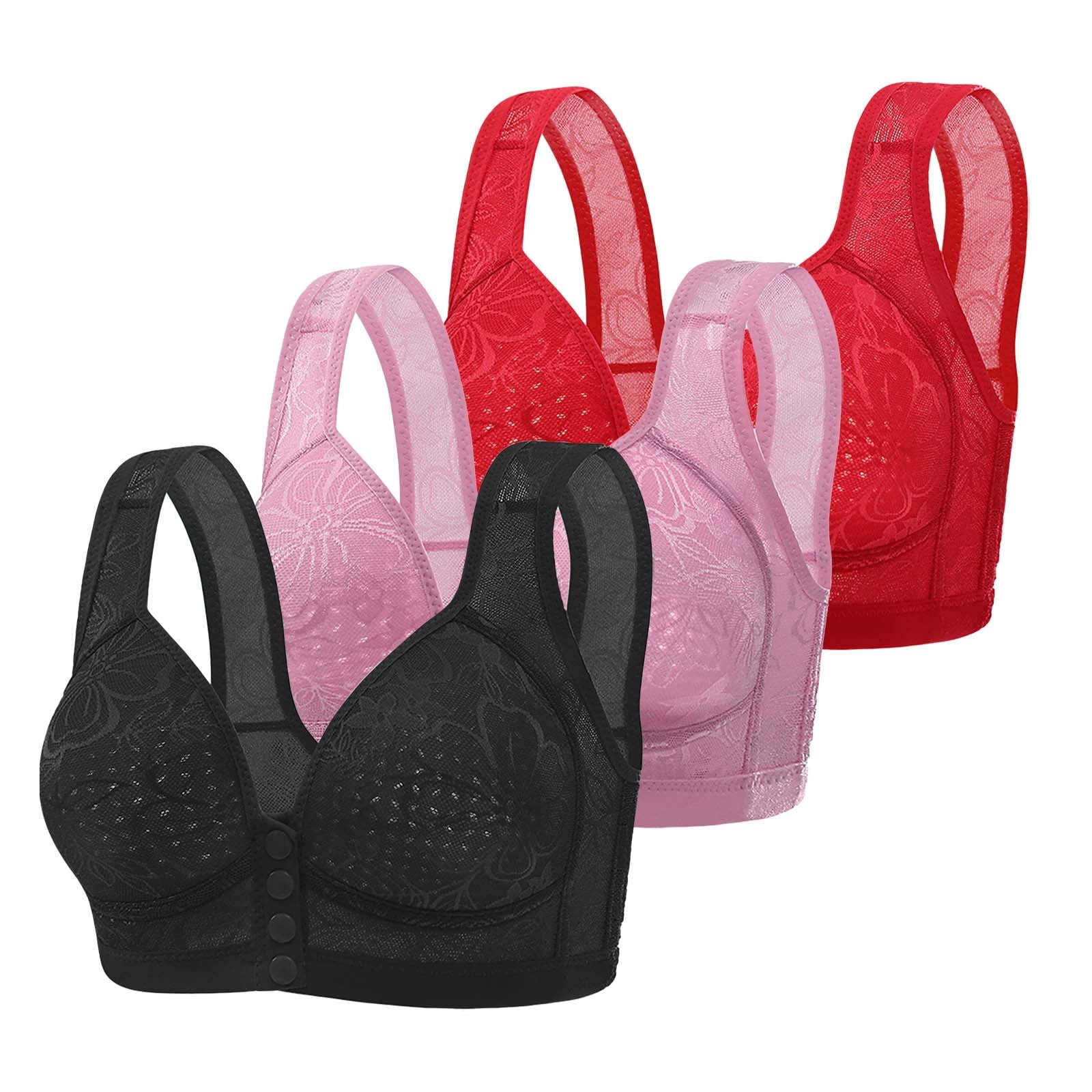 Women's Seamless Front Snap Closure Bras Full Coverage No Underwire ...