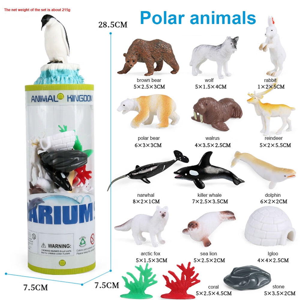 Klzo Animal Figures Mini Jungle Animals Toy Set Realistic Animal Models ...