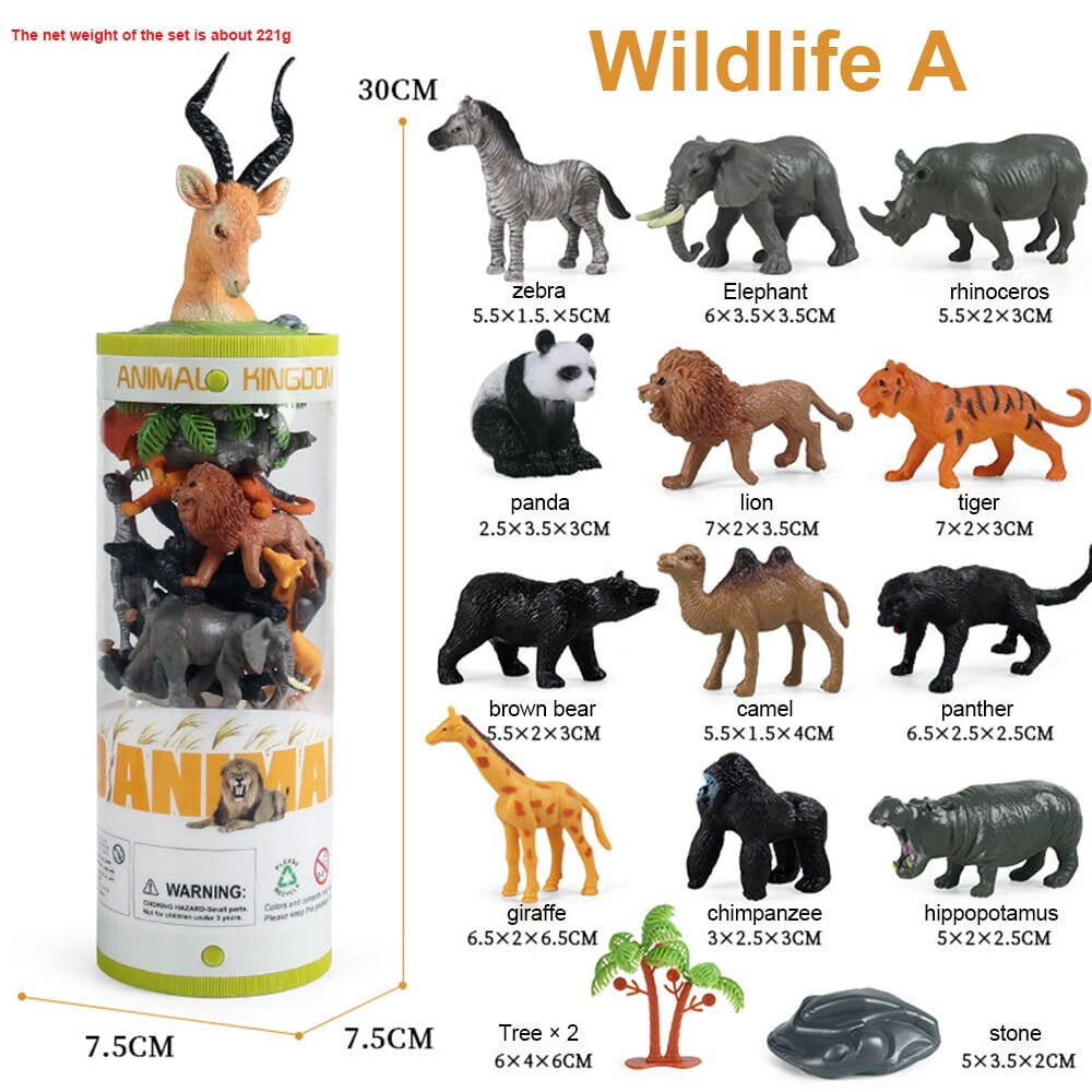 Klzo Animal Figures Mini Jungle Animals Toy Set Realistic Animal Models ...
