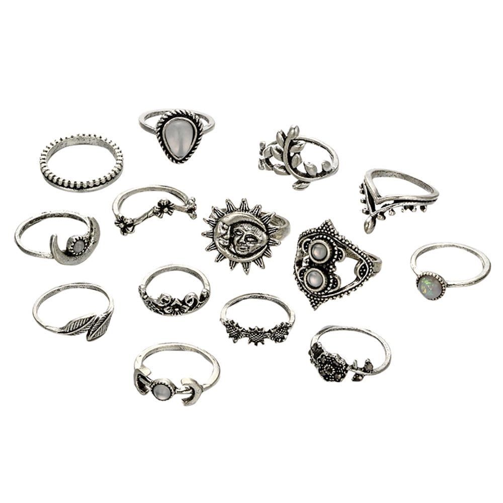 KmaiSchai Adjustable Rings Women Multipack 14Pcs/Set Above Blue Stack ...