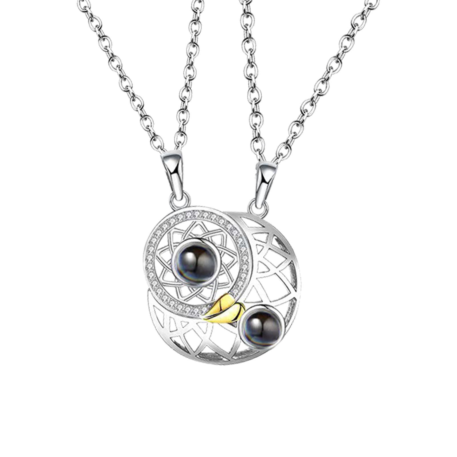 KmaiSchai Love Heart Pendant Necklace Silver Chain Necklace Sun And ...