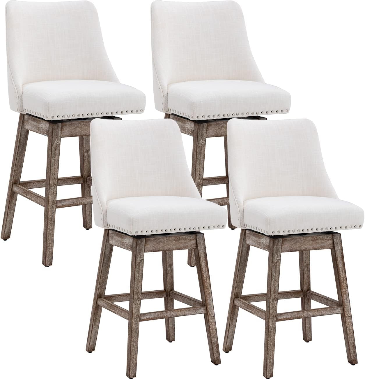 Kmax Fabric Counter Height Bar Stools Swivel Farmhouse Bar Stools with ...