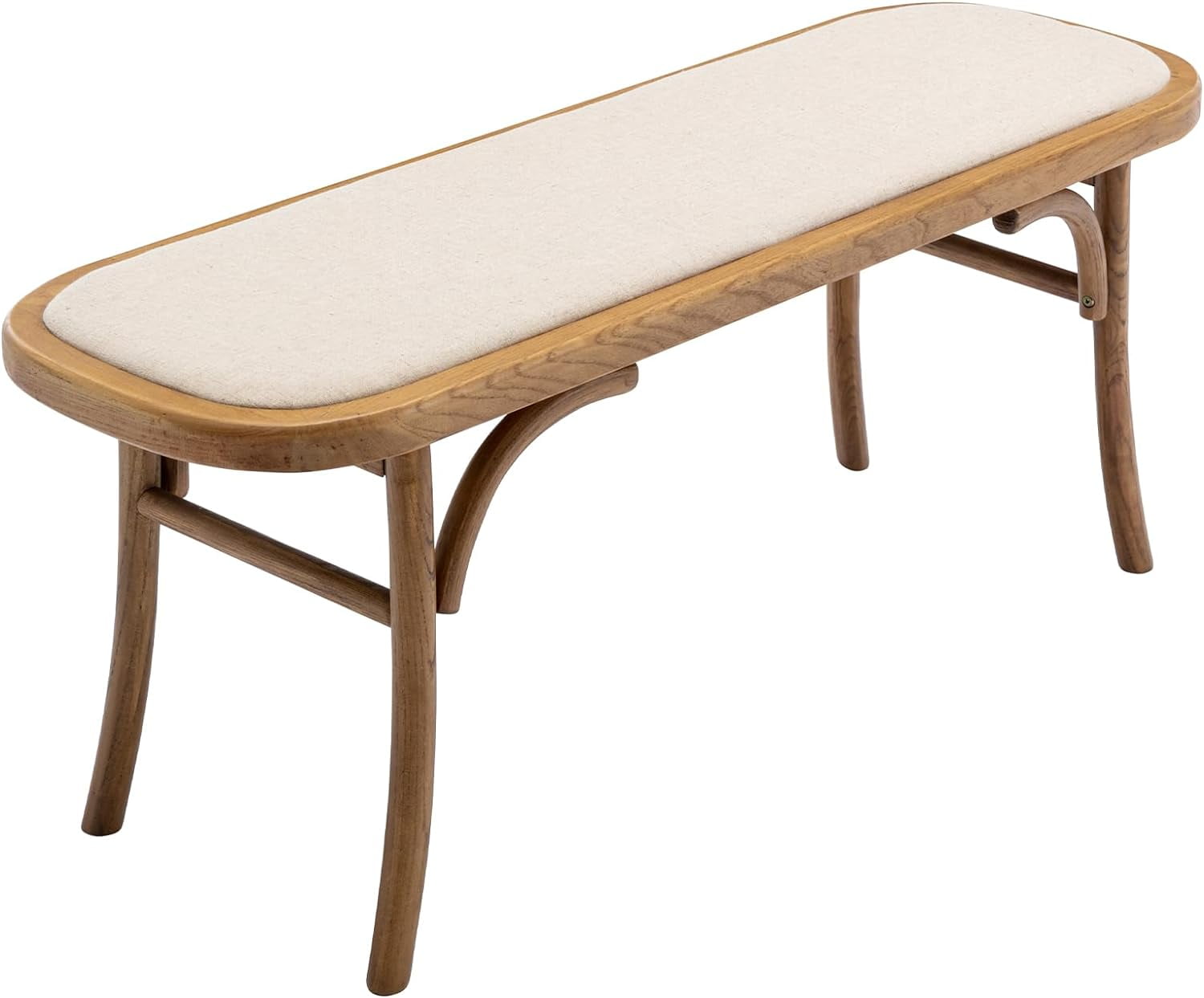Kmax Upholstered Bench Fabric Entryway Bench Rustic Solid Wood 45 Inch ...