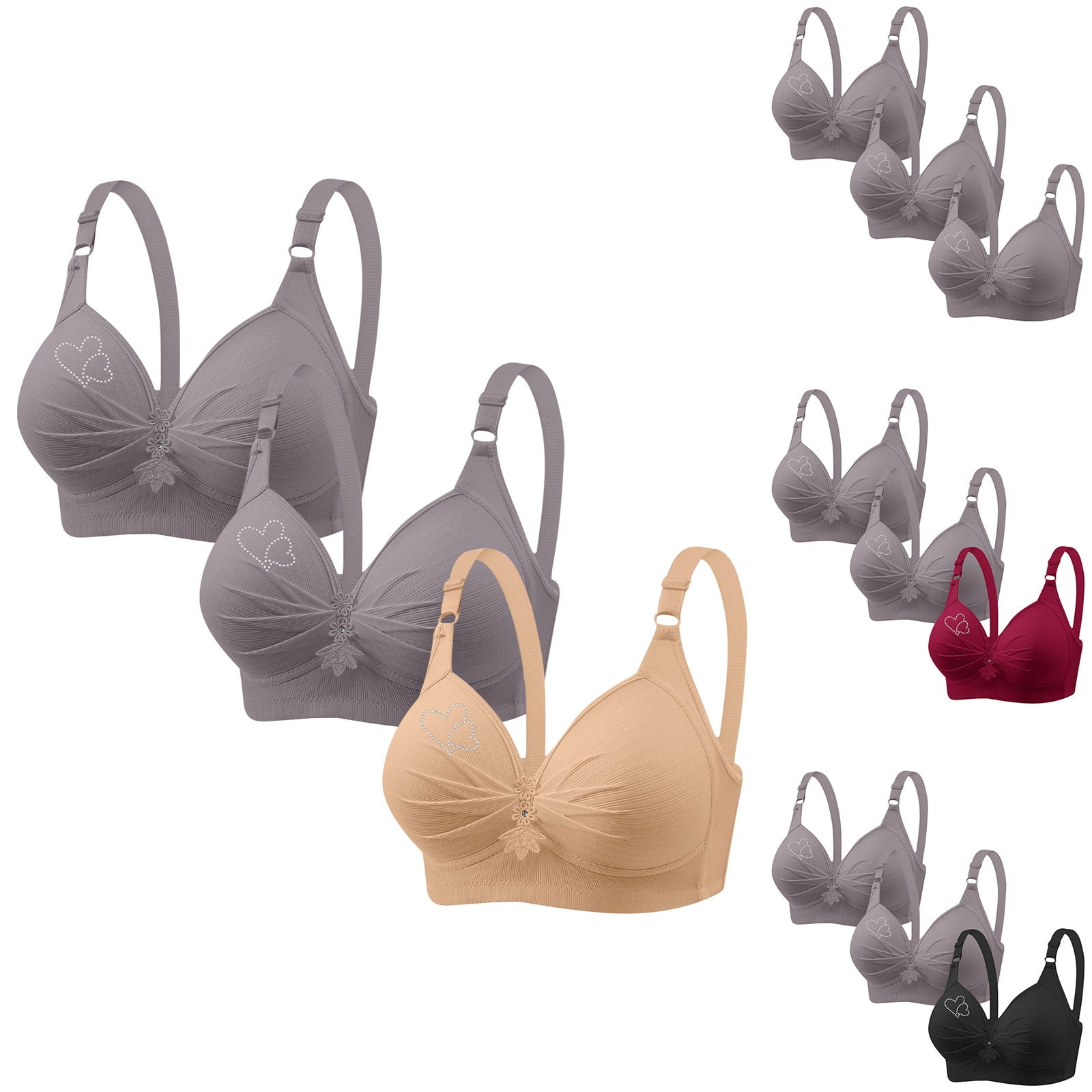 Kmdttou 3PC Mini-mizer Bras for Women Push-Up Printing Gathered ...