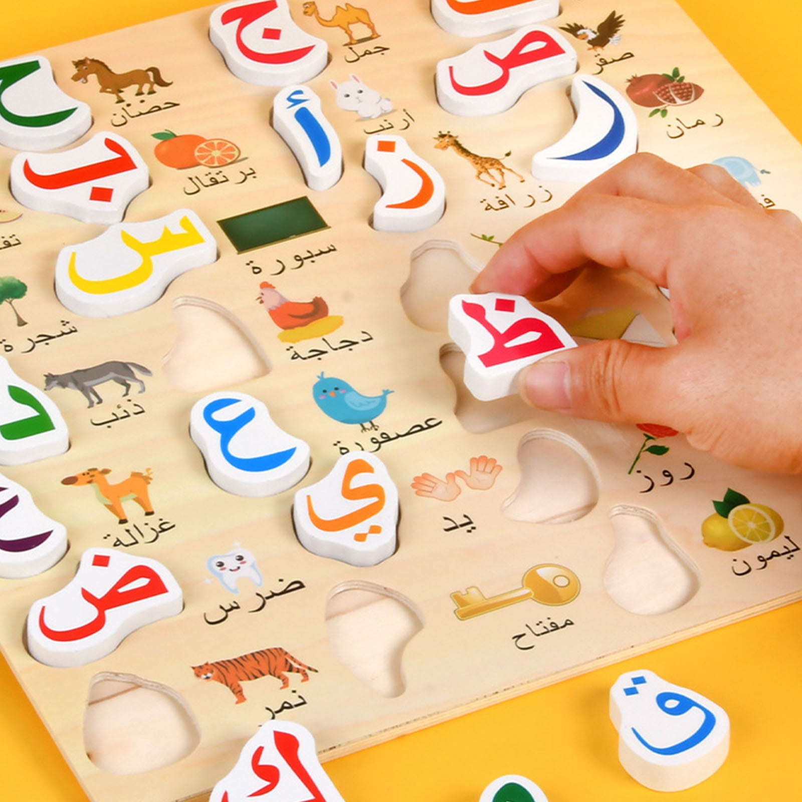 Kmdttou Arabic Alphabet Numbers Wood Puzzle for Toddlers Kids Learning ...
