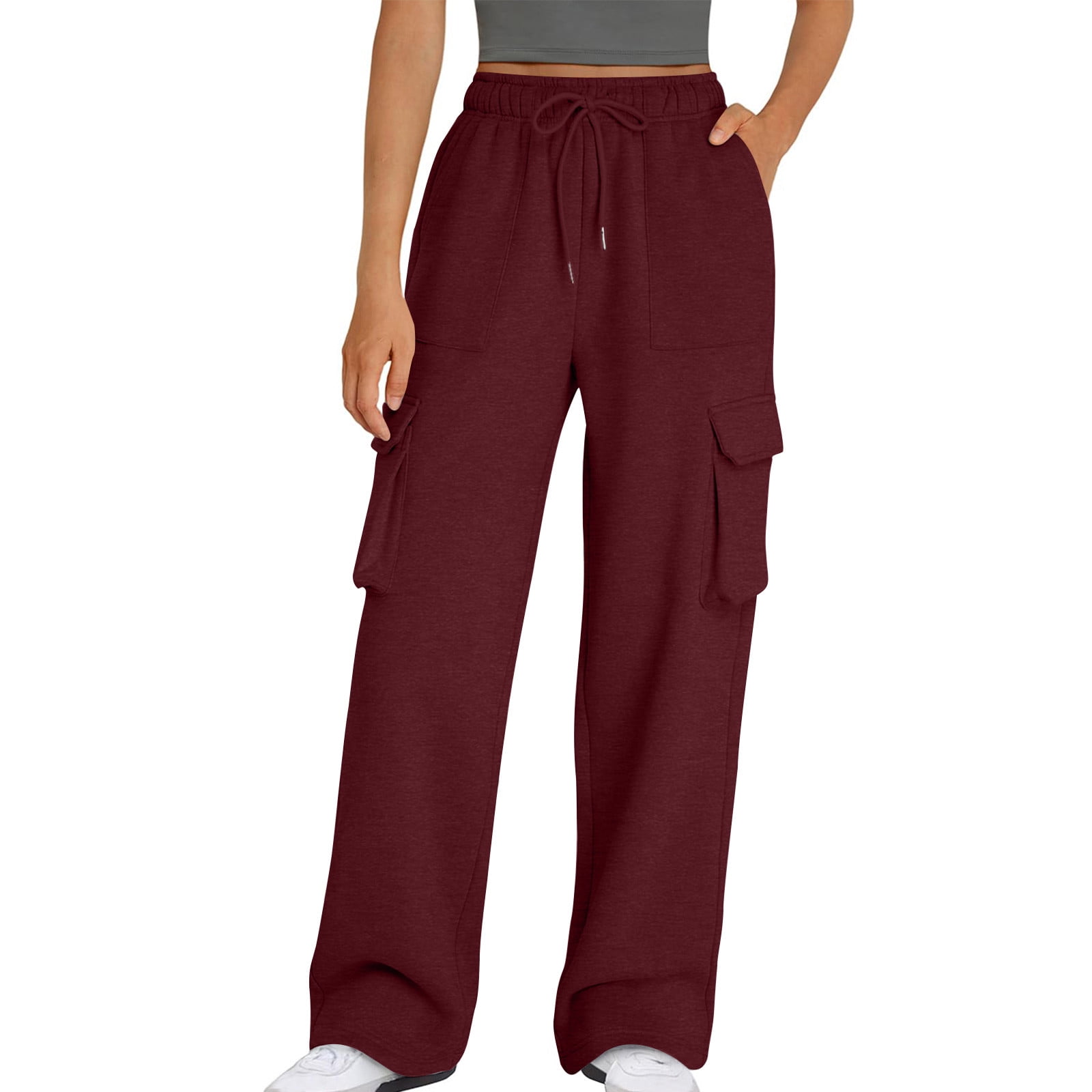 Kmdttou Cargo Pants Women Stretchy Plus Size New Straight Tube Solid ...