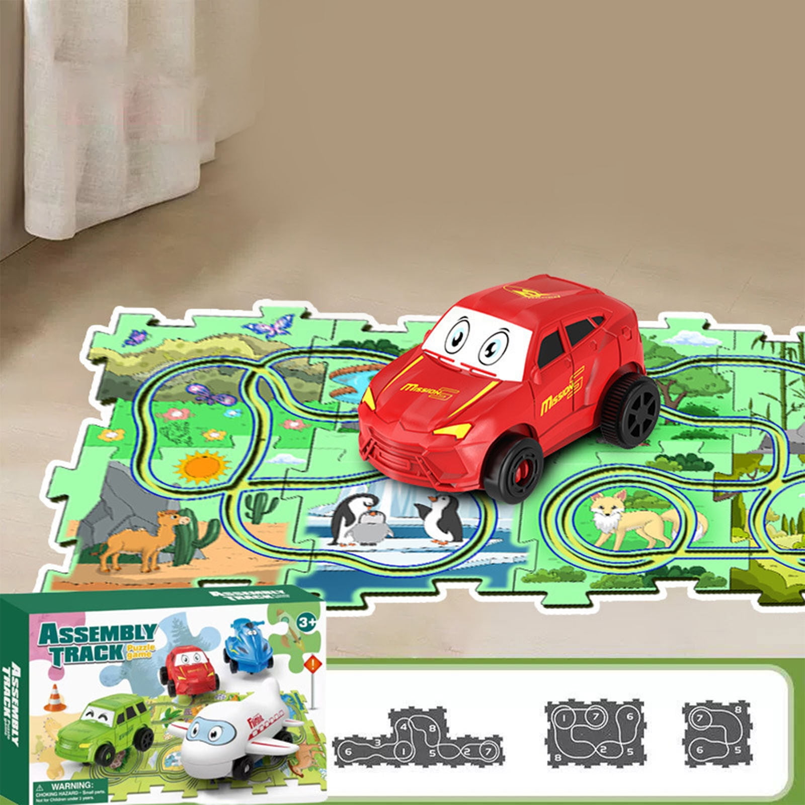 Kmdttou Children's Educational Track Car Puzzle Rail Car Small Train ...