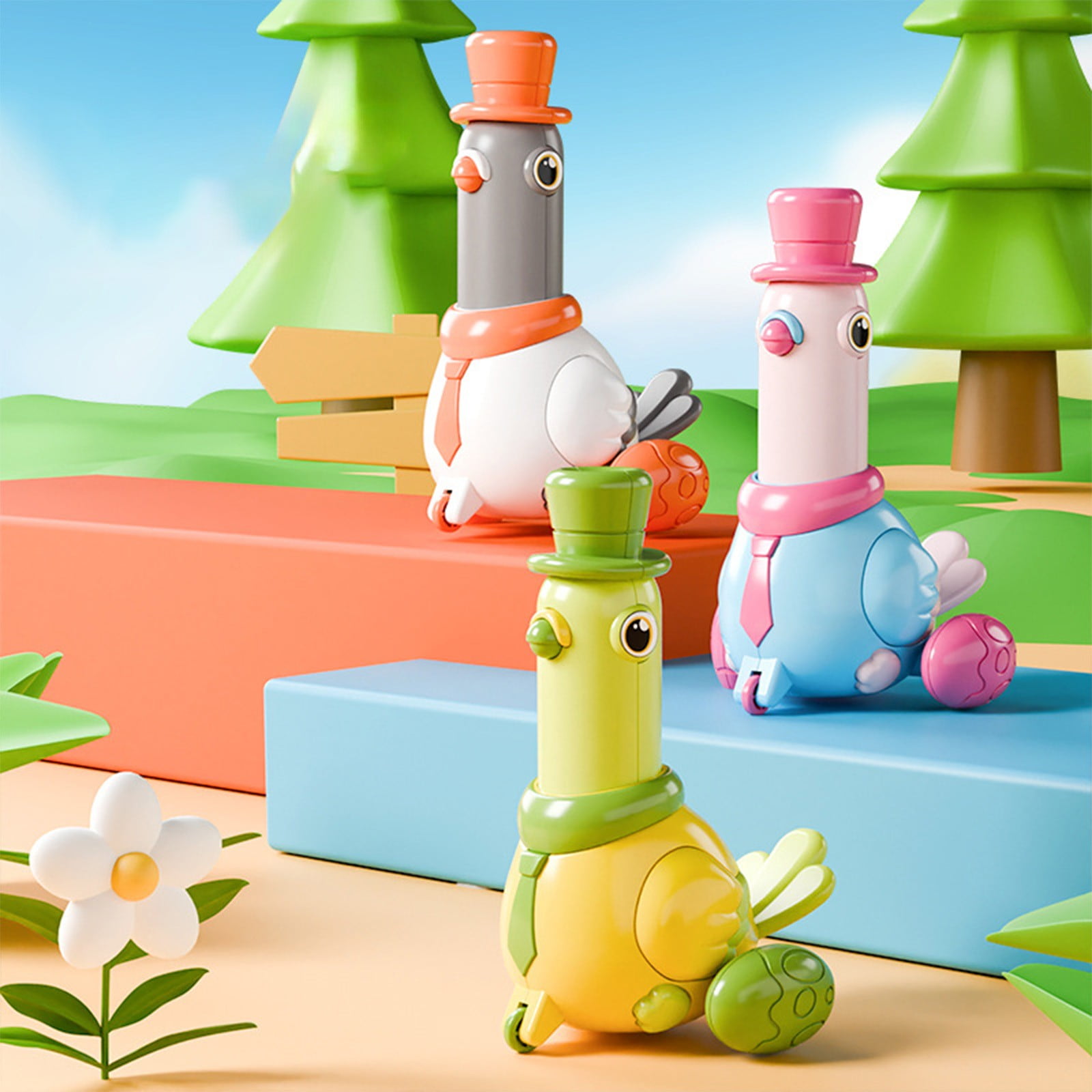 Kmdttou Colorful Bird Themed Push and Move Toy for Kids Entertaining ...