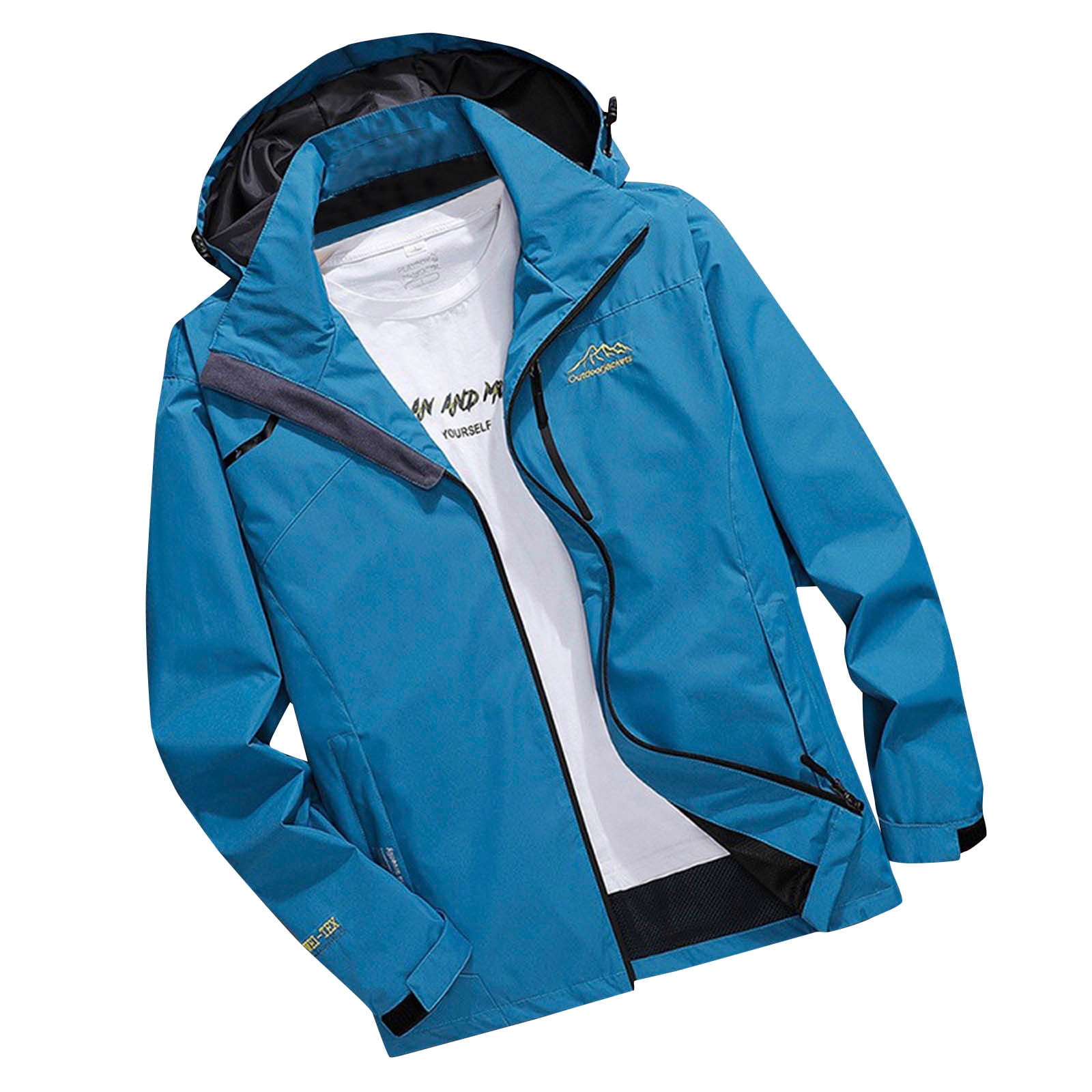 Kmdttou Men's Waterproof Rain Jacket Lightweight Outdoors Raincoat ...