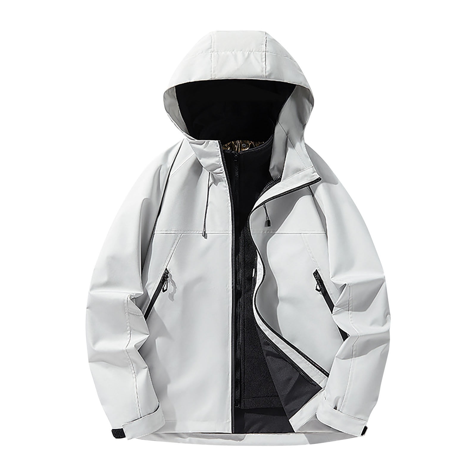 Kmdttou Rain Jacket for Men, Warm Winter Snow Coat Mountain Windbreaker ...