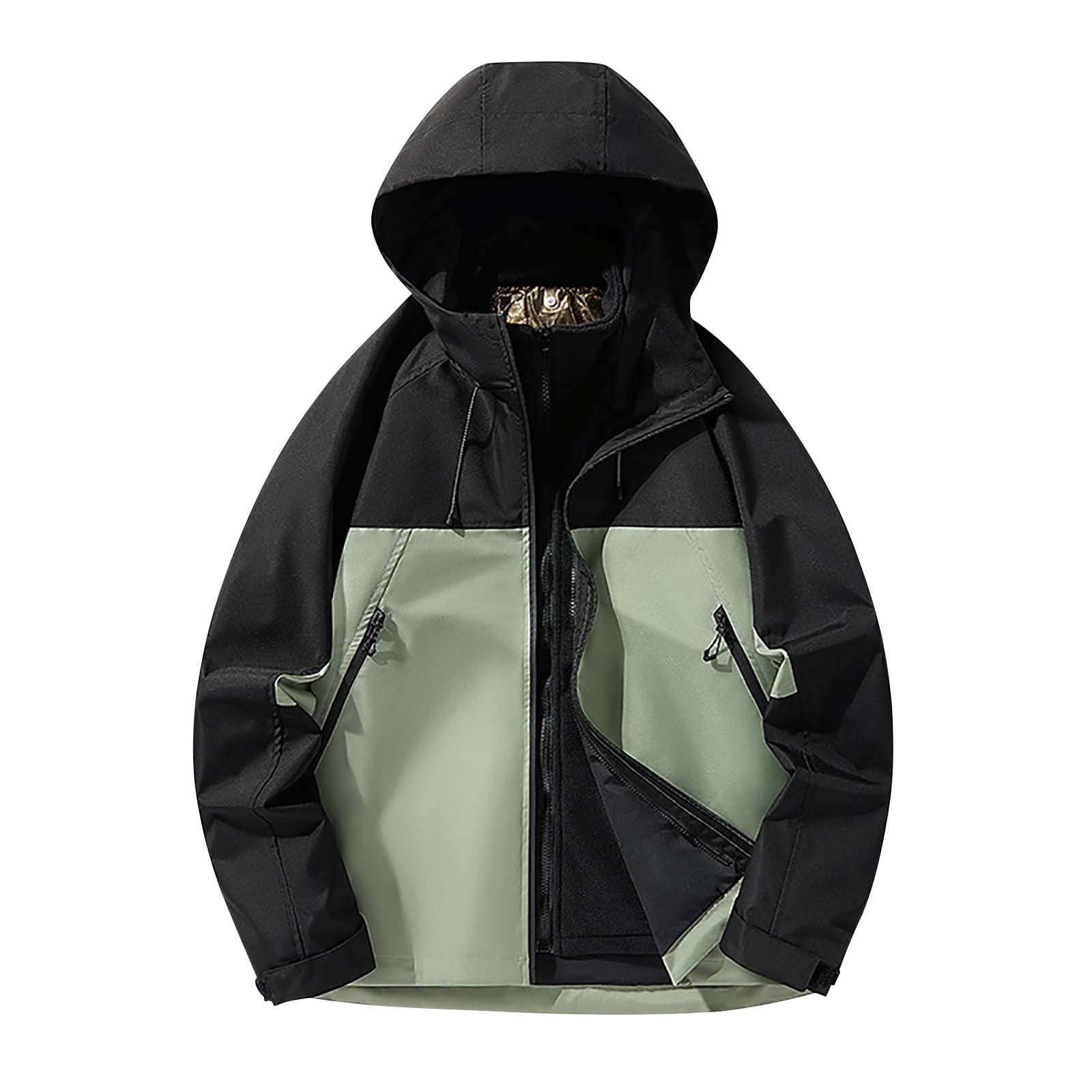 Kmdttou Rain Jacket for Men, Warm Winter Snow Coat Mountain Windbreaker ...