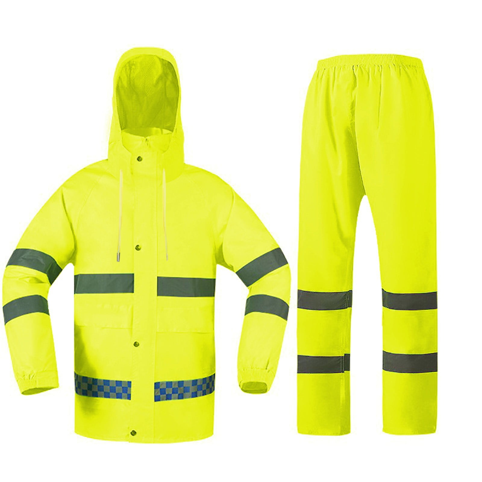 Kmdttou Reflective Raincoat And Rain Pants Set Hooded Rain for Adults ...