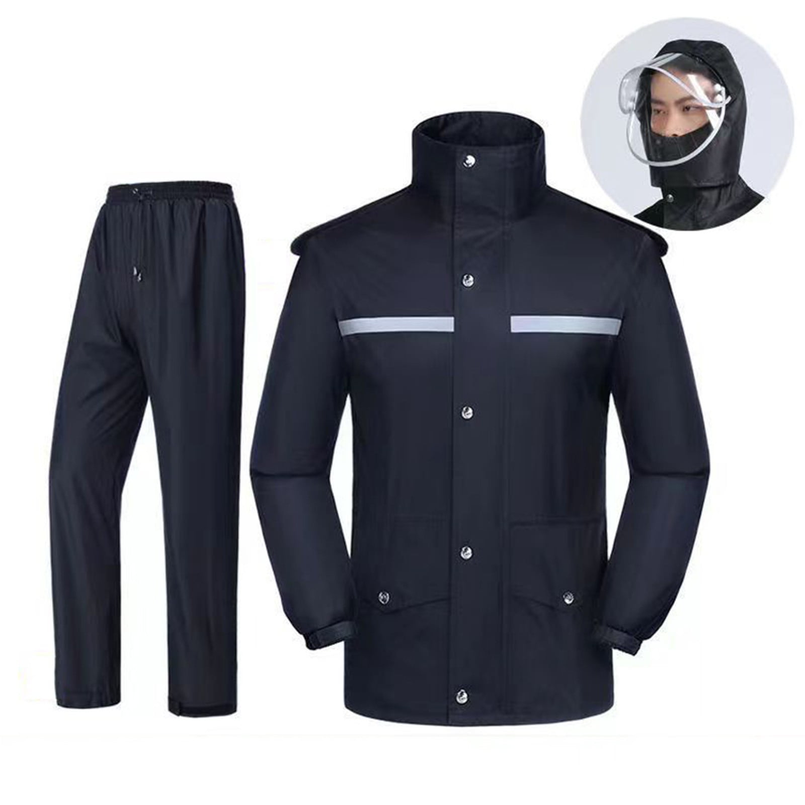 Kmdttou Reflective Raincoat And Rain Pants Set Reusable Rain Jacket for ...