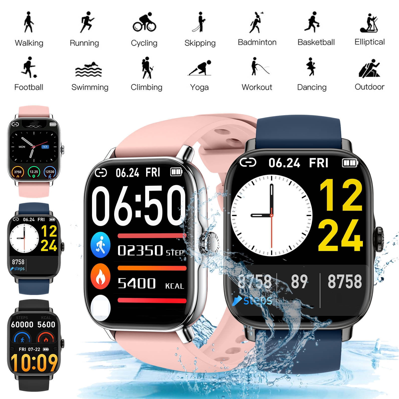 Kmdttou Smartwatch Bluetooth Talk Motion Meter Step Bluetooth Call ...