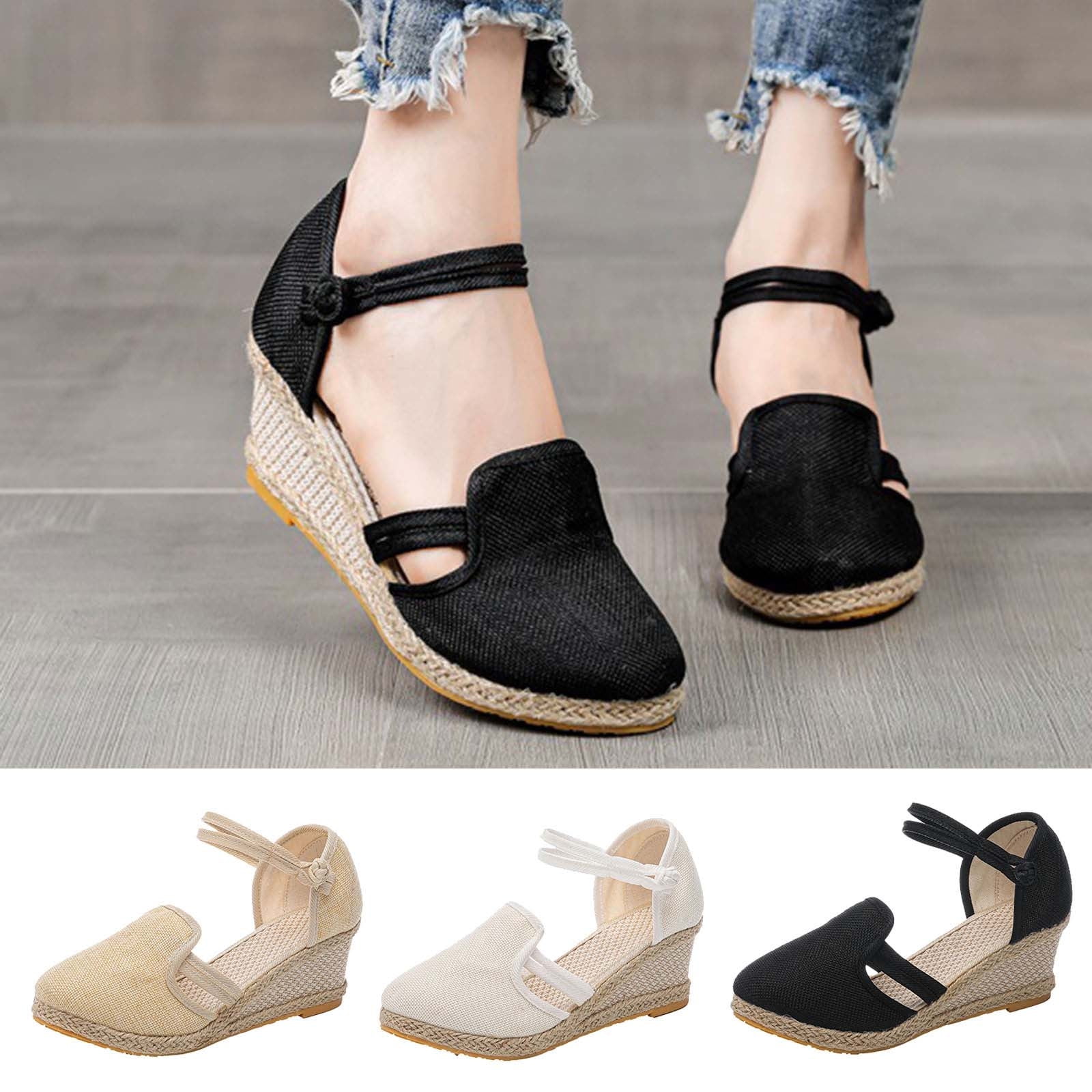 Kmdttou Women's Shoes Closed Toe Wedges Shoes Platform Slingback Mid ...