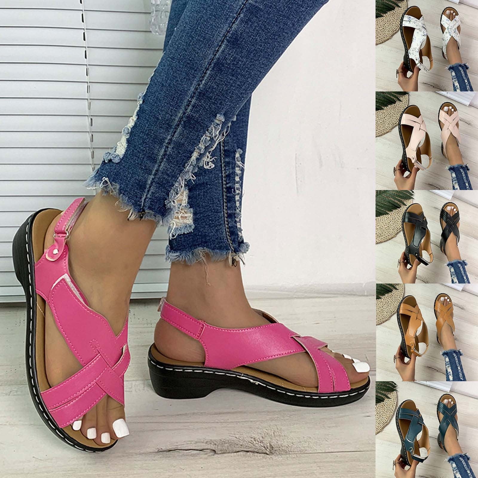 Kmdttou Women's Shoes Orthopedic Sandals Heightening Shoes Hollowed Out ...