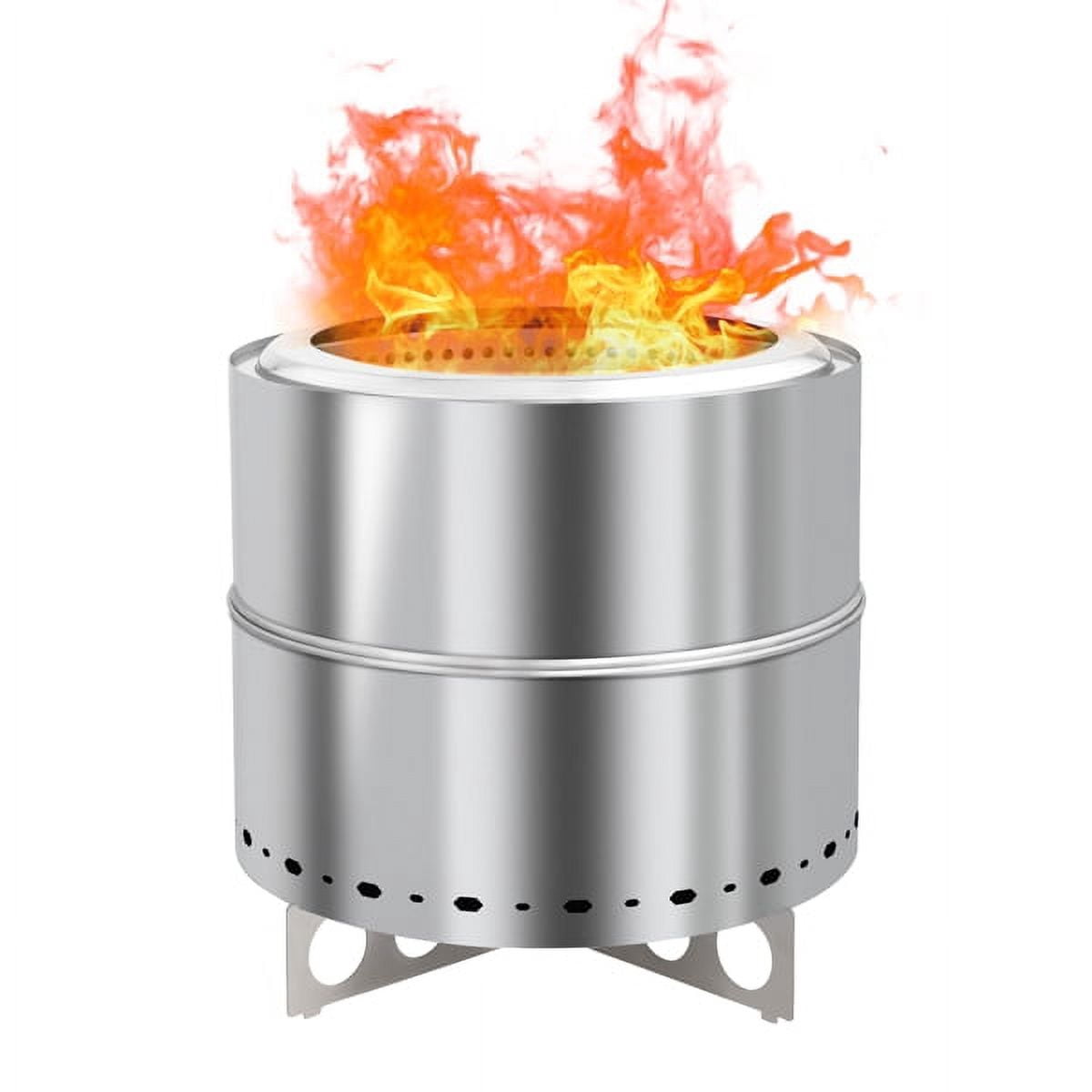 Kmowoo 19.3*19.3*19.3in Smokeless Cylinder Fire pit，Split wood burning ...