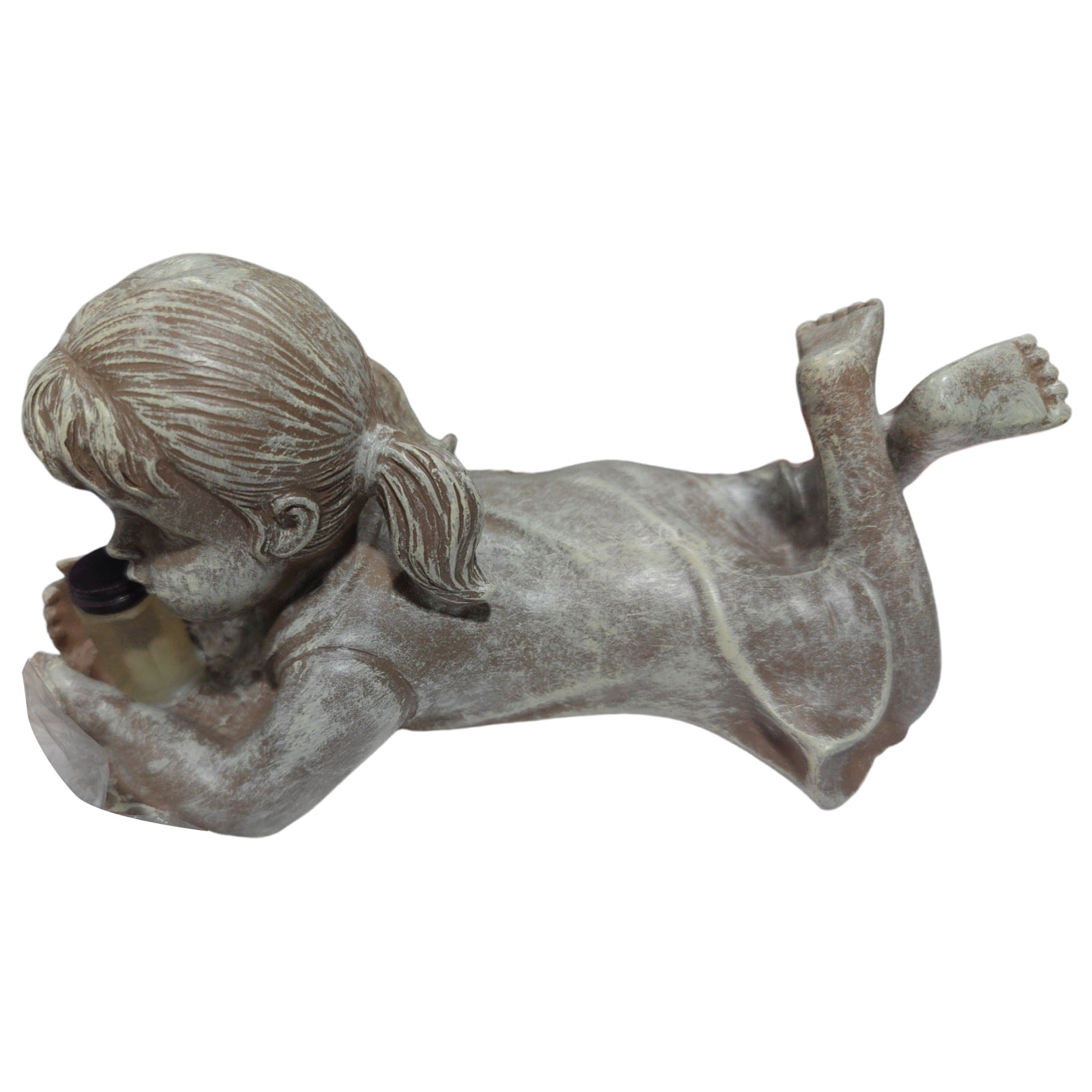 Kmxyo Garden Sculpture Solar Lighted Kid Design Resin Vintage Boy Girl ...