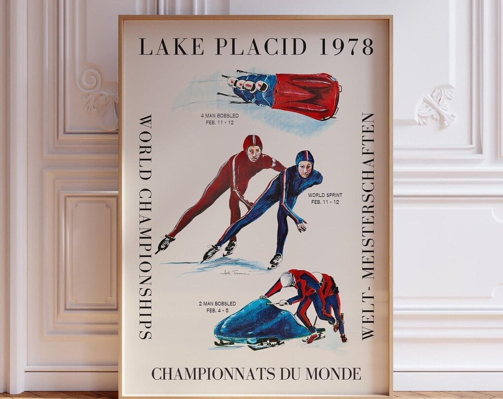 Kna Prints - 1 Pc Poster 1978 World Championships , Lake Placid, Speed Skating Print, Ice ...
