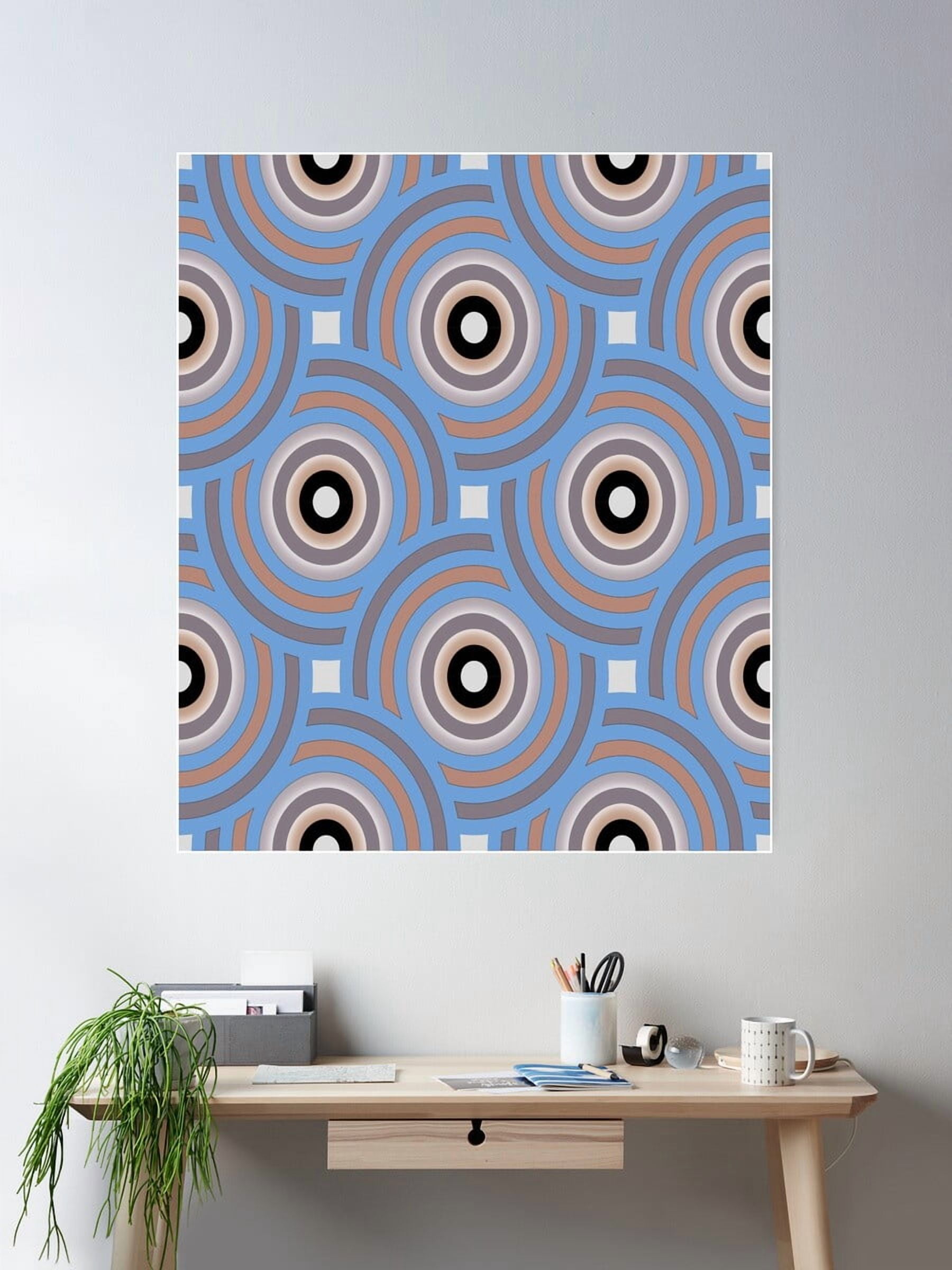 Kna Prints - 1 Pc Poster 70S Retro Futuristic Overlay Circles Pattern ...